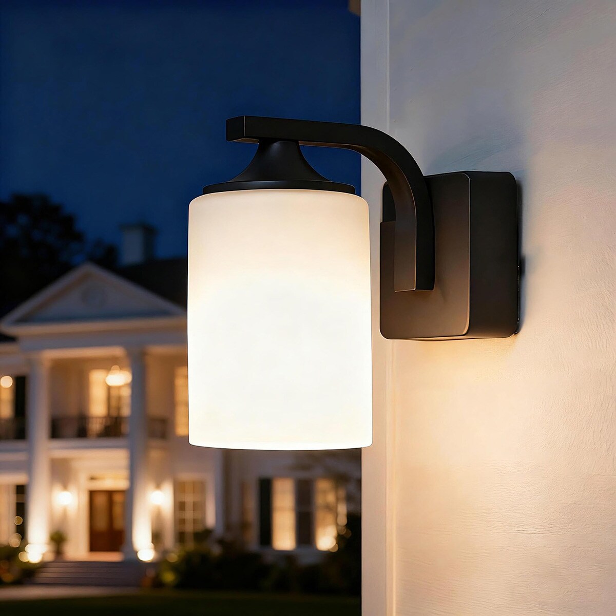 Anqtovp 1 Pack Outdoor Wall Light Black Aluminum Modern Fixture Milk ...