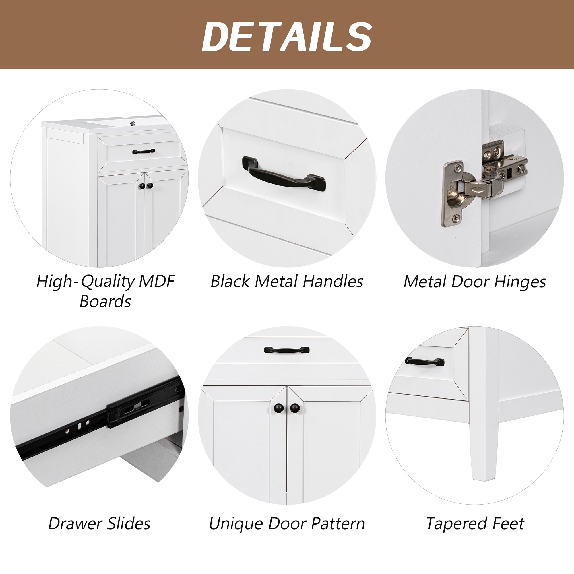 Tahanbath 36inches Bathroom Vanity with Sink Combo White Bathroom ...