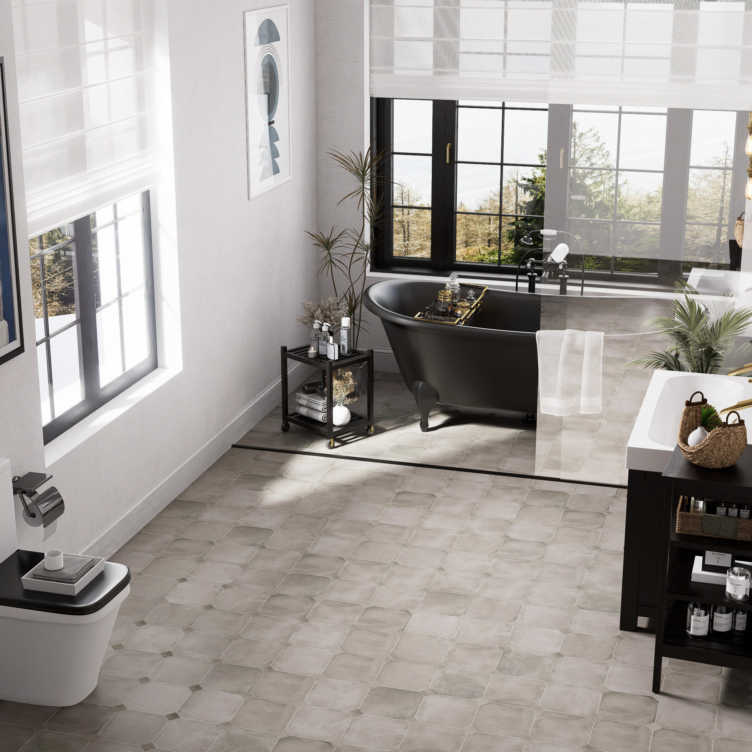 Affinity Tile Sample - Laverton Octagon Grafito with Taco Grafito 8-in ...