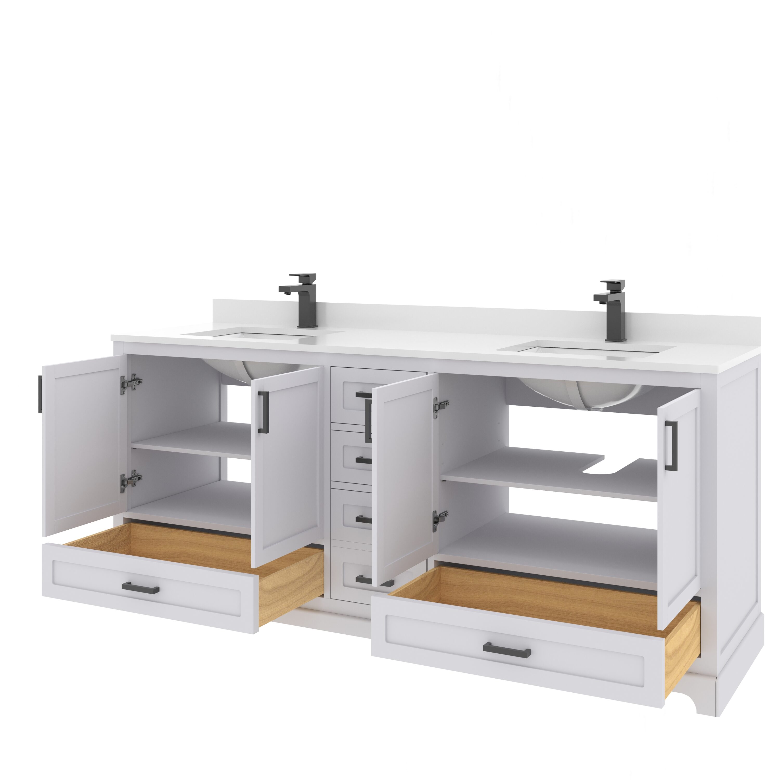 Ayna Decors Maya 72-in White Undermount Double Sink Bathroom Vanity ...