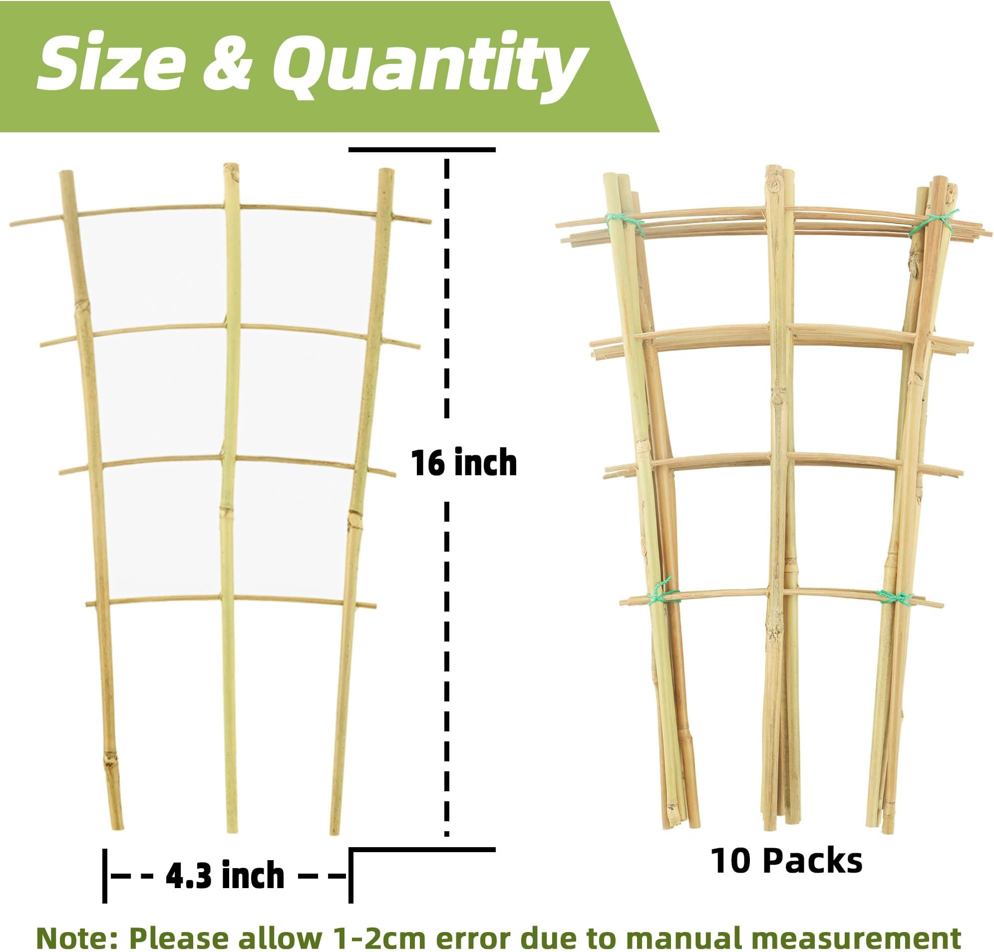 Misopily 10 Pack 16 Inch Bamboo Trellis Fan Shaped Ladder Frame for ...