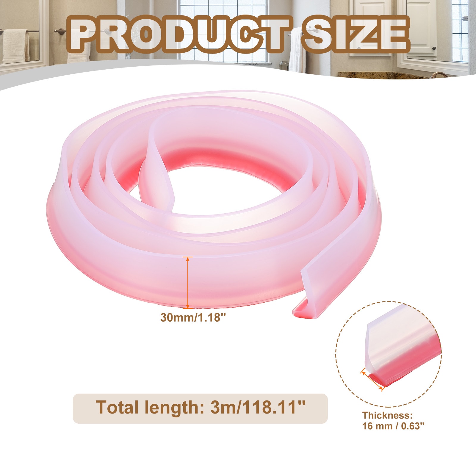 PATIKIL 118 Inch Collapsible Shower Threshold Water Dam Guard Stopper ...