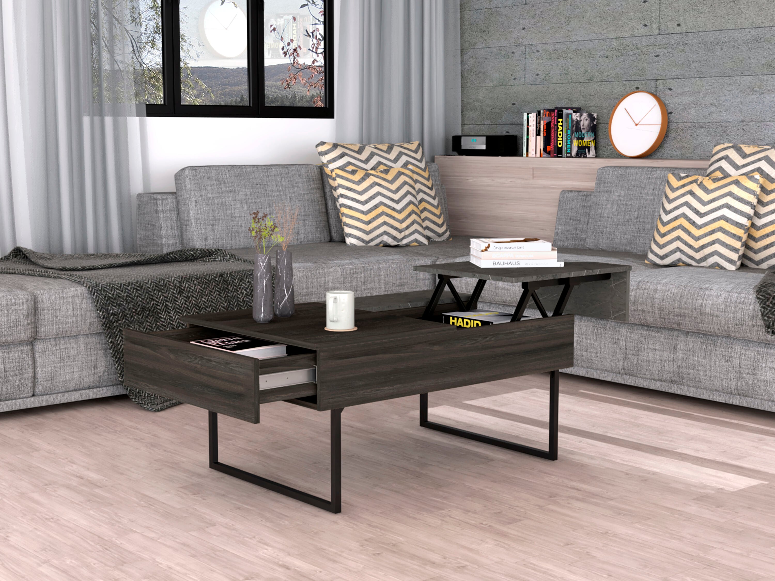 Blisstyle Beyond Lift Top Coffee Two Legs One Drawer Espresso Onyx ...