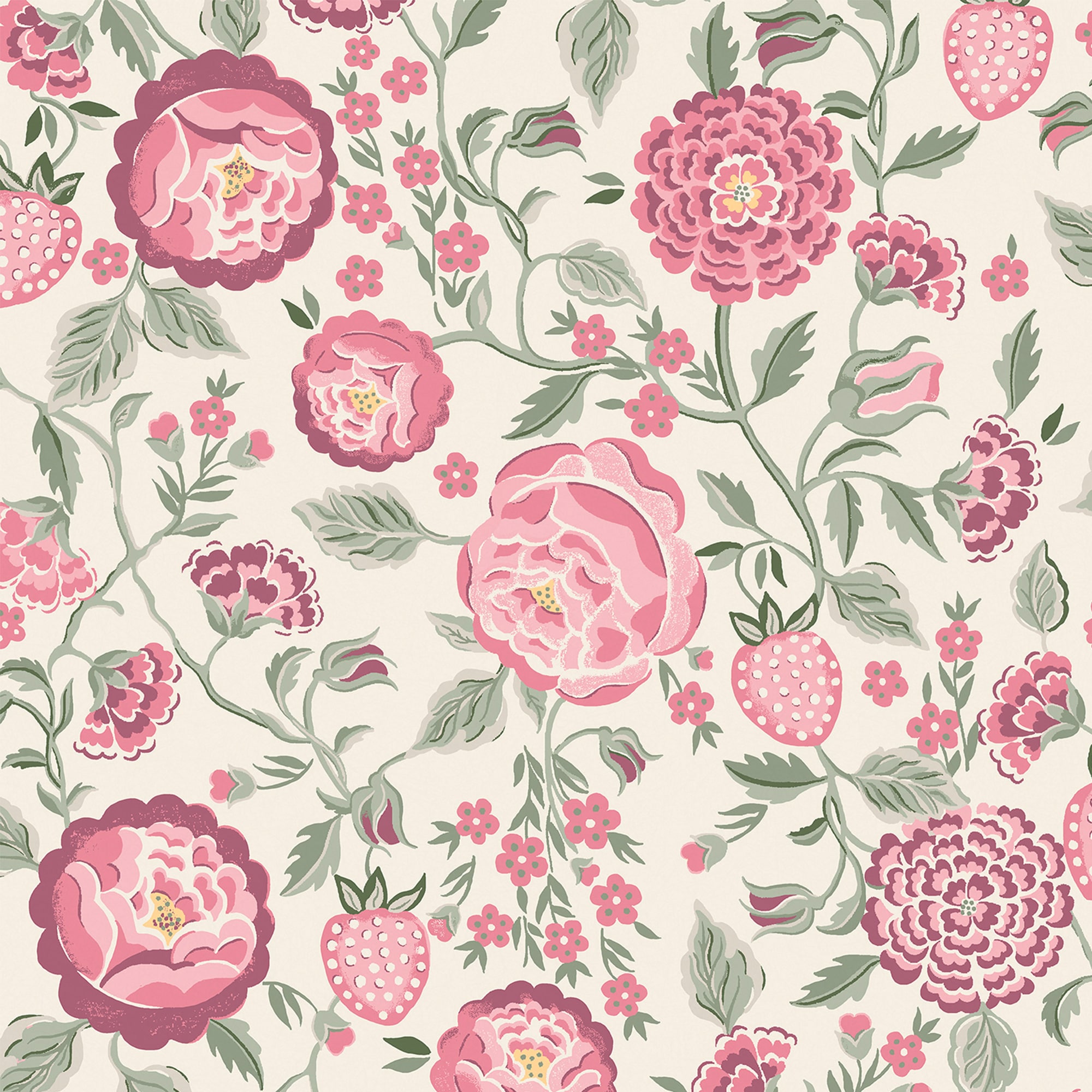 Cath Kidston 56-sq ft Pink Non-woven Floral Unpasted Wallpaper in the ...