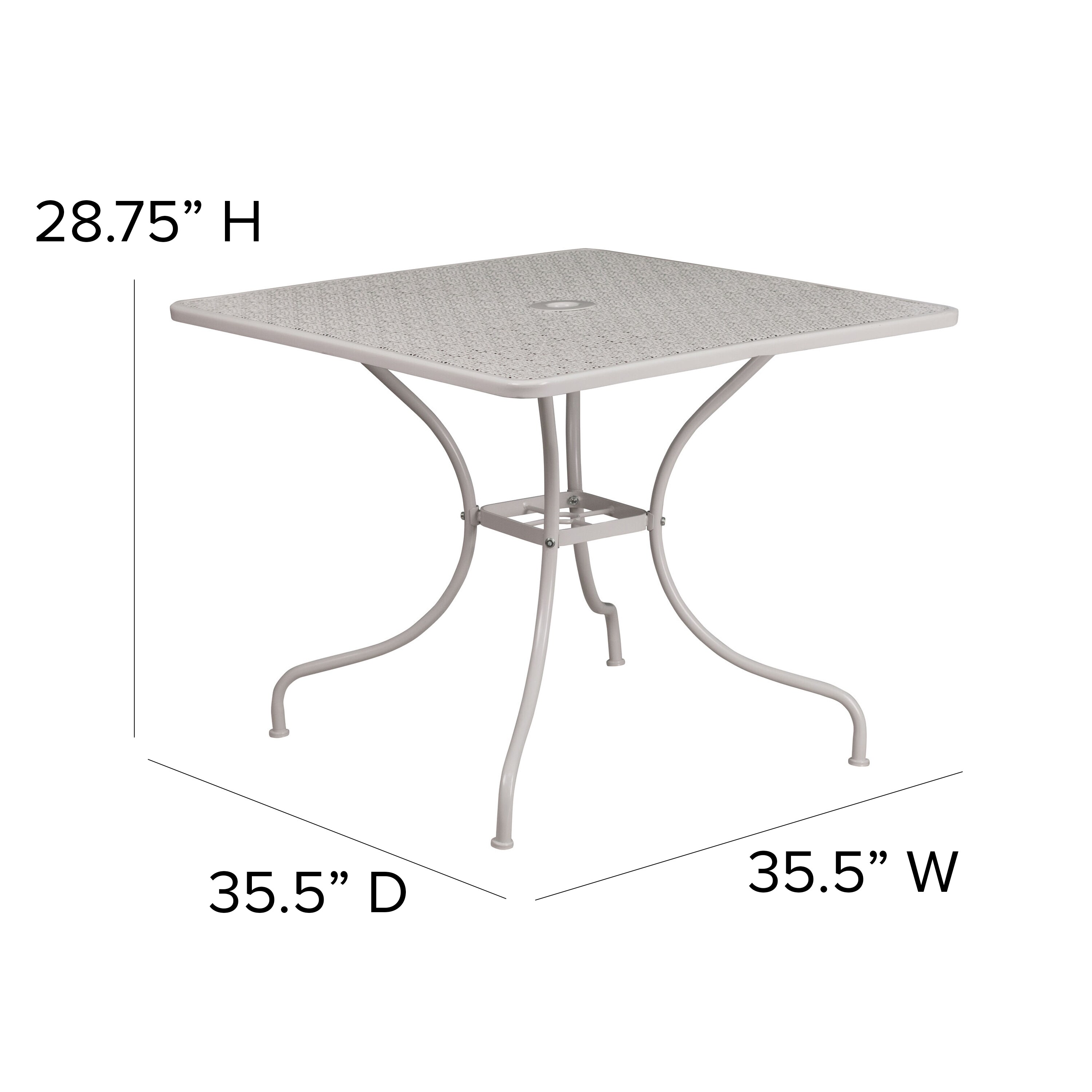 Emma + Oliver Commercial Grade 35.5-in SQ Lt Gray Indoor-Outdoor Steel ...