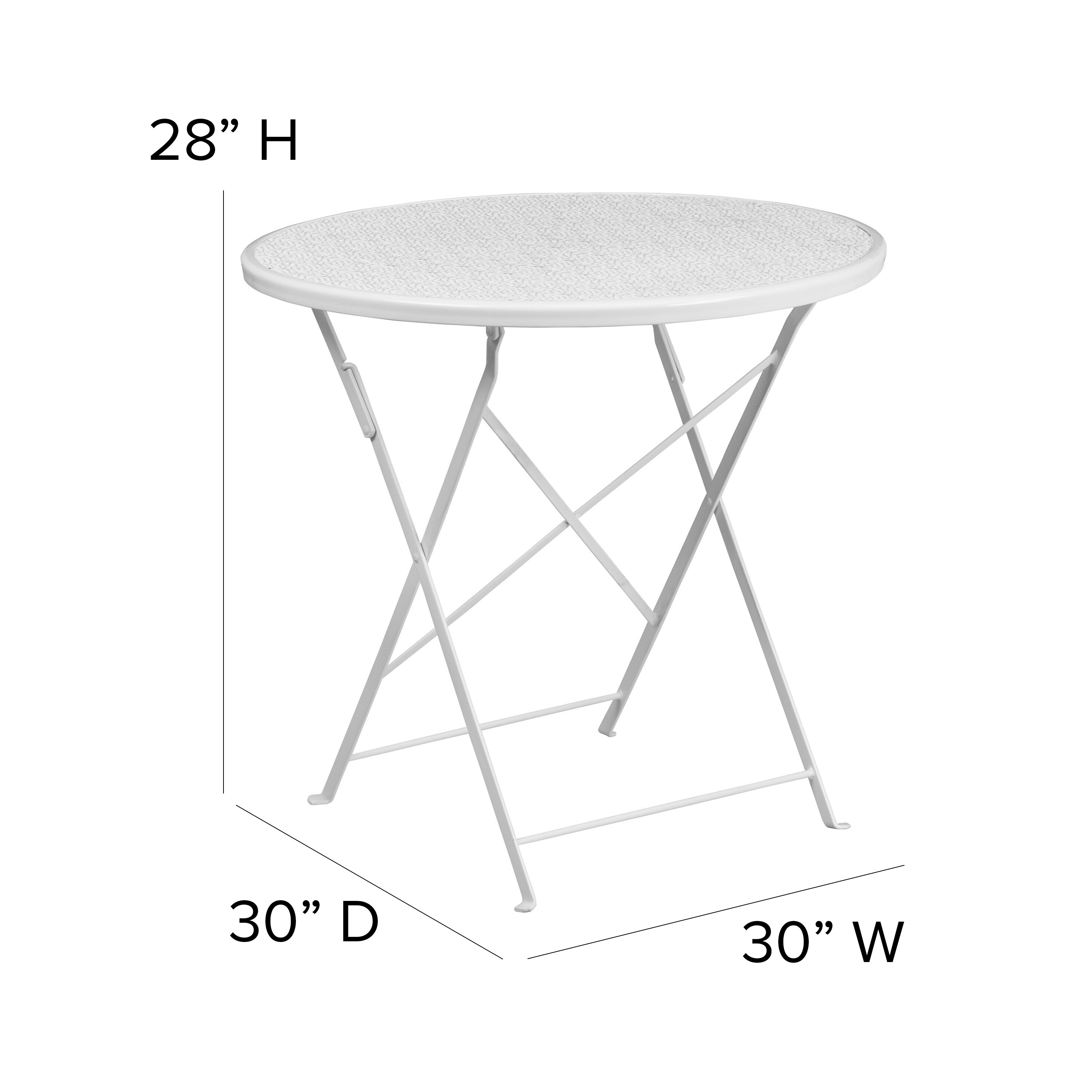 Emma + Oliver Commercial Grade 30-in Round White Indoor-Outdoor Steel ...