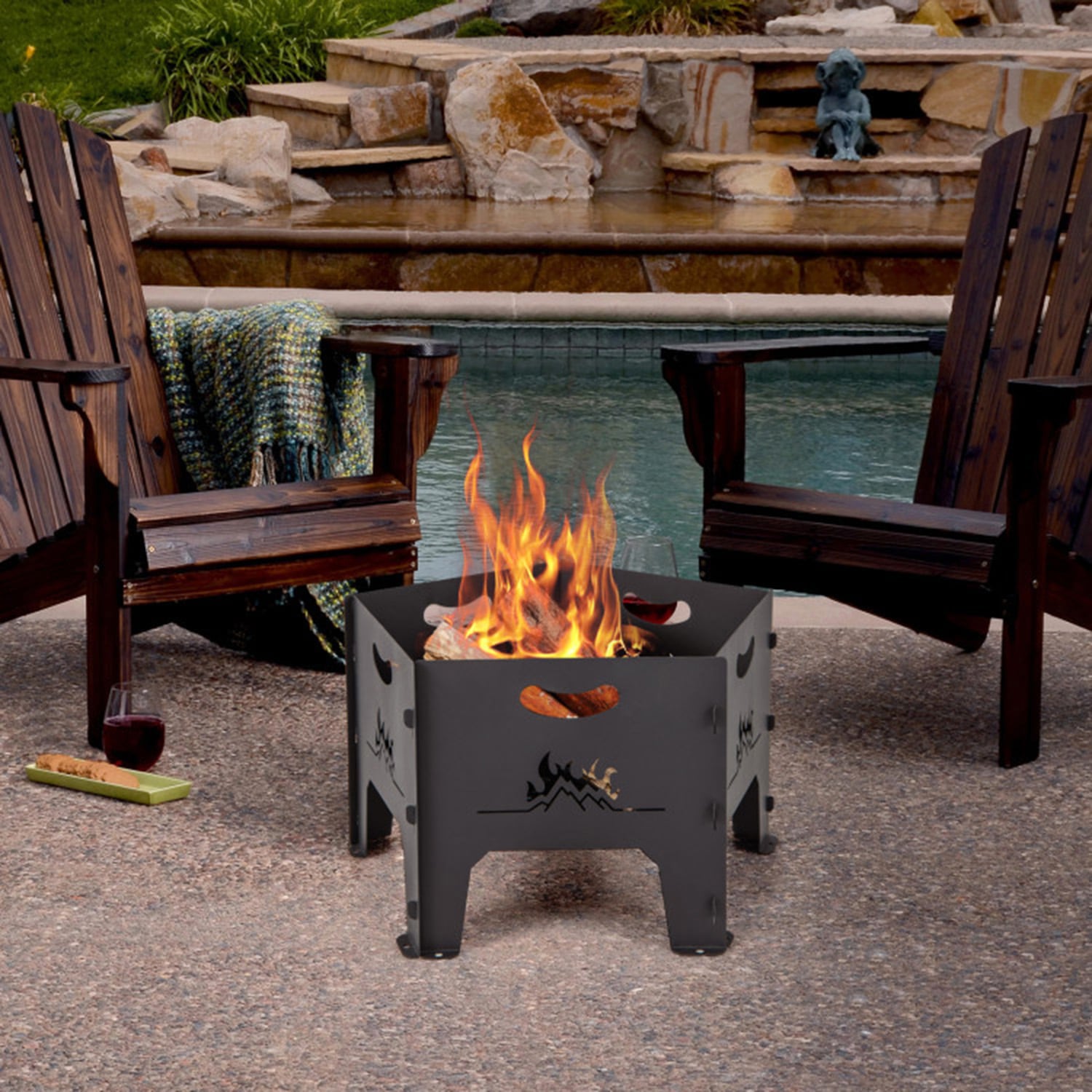 Dimakai 19-in W Steel Oval Portable Wood-Burning Fire Pit in the Wood ...
