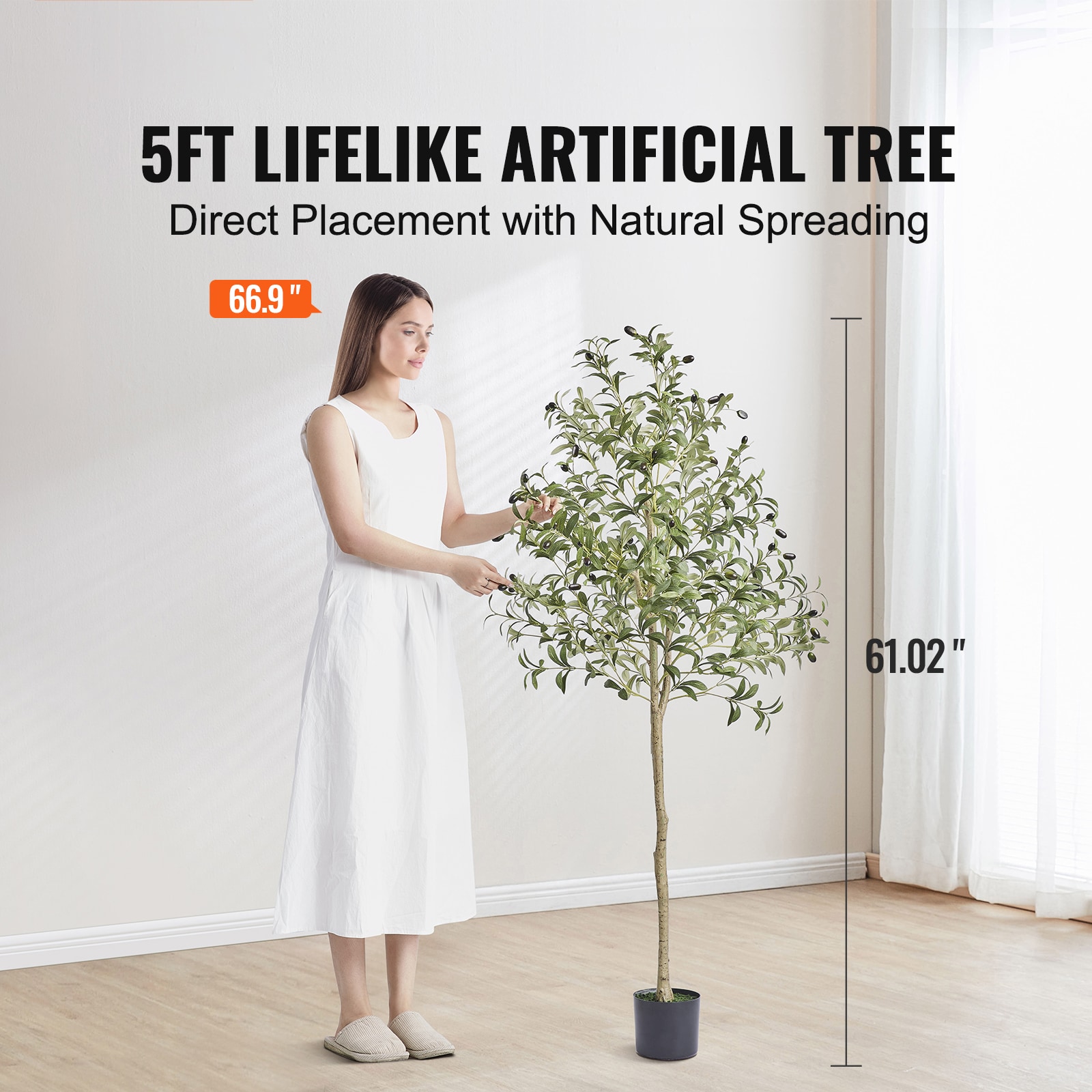 VEVOR 61.02-in Green Indoor/Outdoor Floor Olive Artificial Tree in the ...