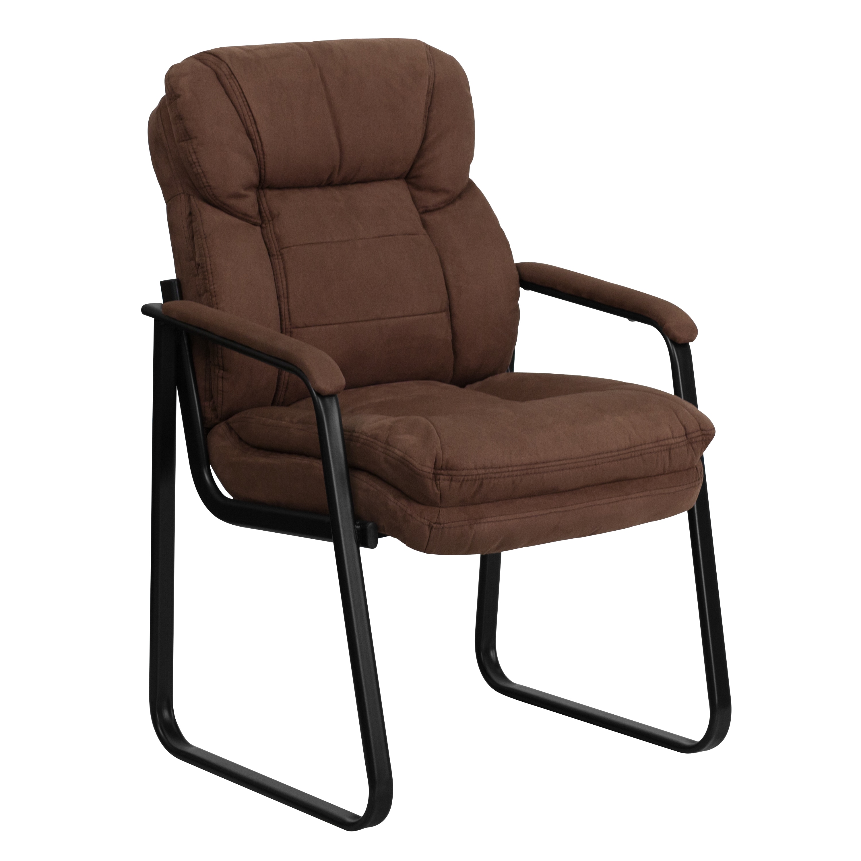 Emma + Oliver Brown Microfiber Side Chair with Lumbar Support and Sled ...