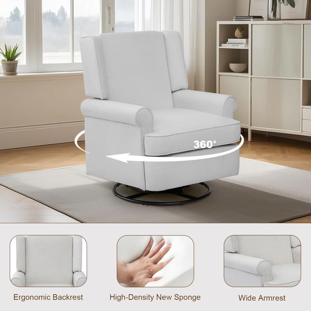 Qeetex Modern Swivel Glider Rocking Recliner Nursery Chair Soothing ...