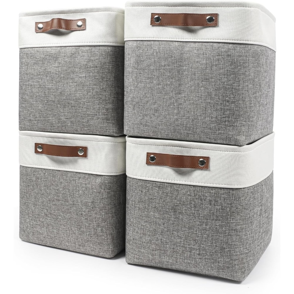 Baginizer Cube Storage Bins 13x13 Inch 4 Pack Collapsible Fabric Boxes ...