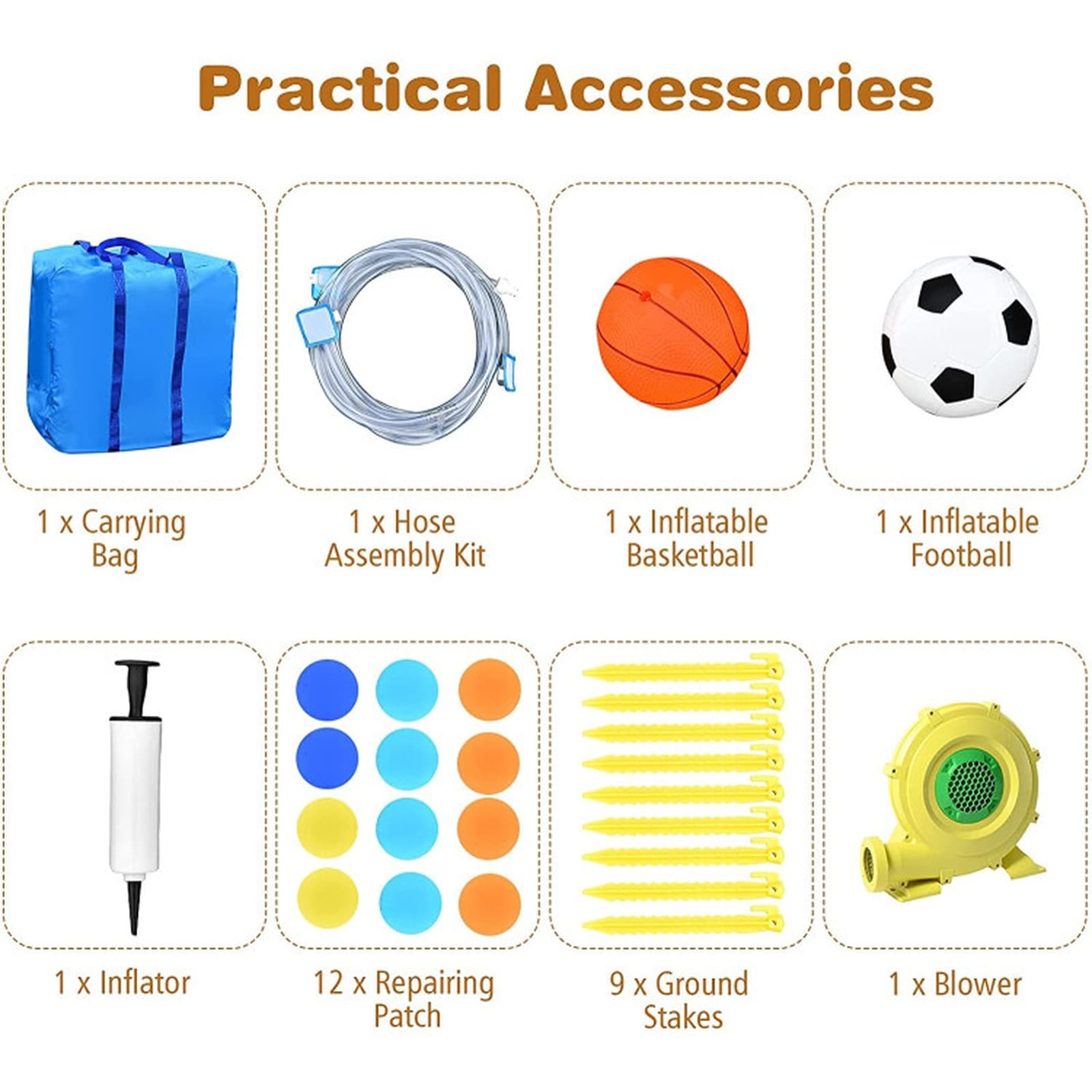 SUGIFT 6-in-1 Inflatable Water Slide with Soccer Goal - Basketball Hoop ...