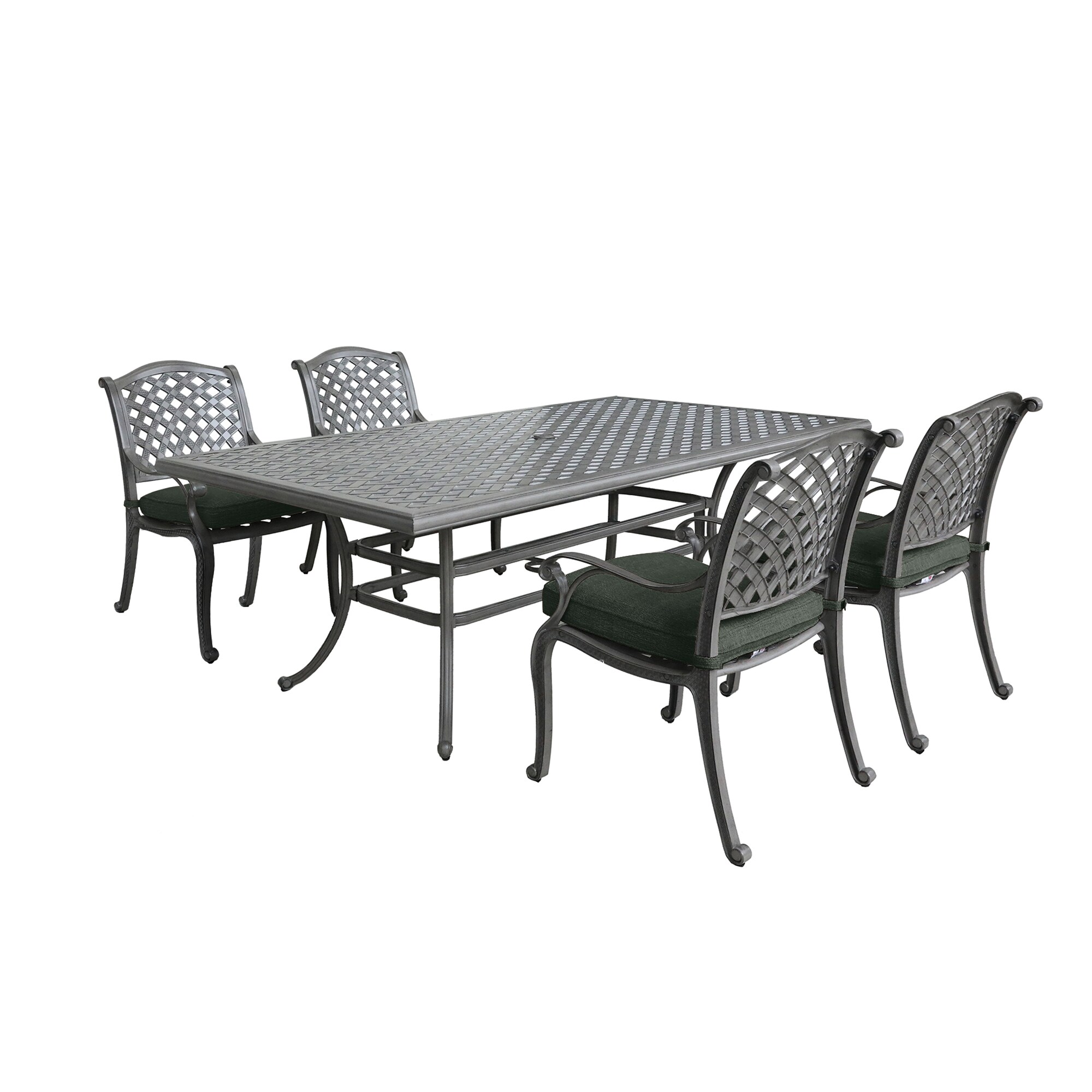 Patio Watcher 5-Piece Black Patio Dining Set Steel Rectangle Table with ...