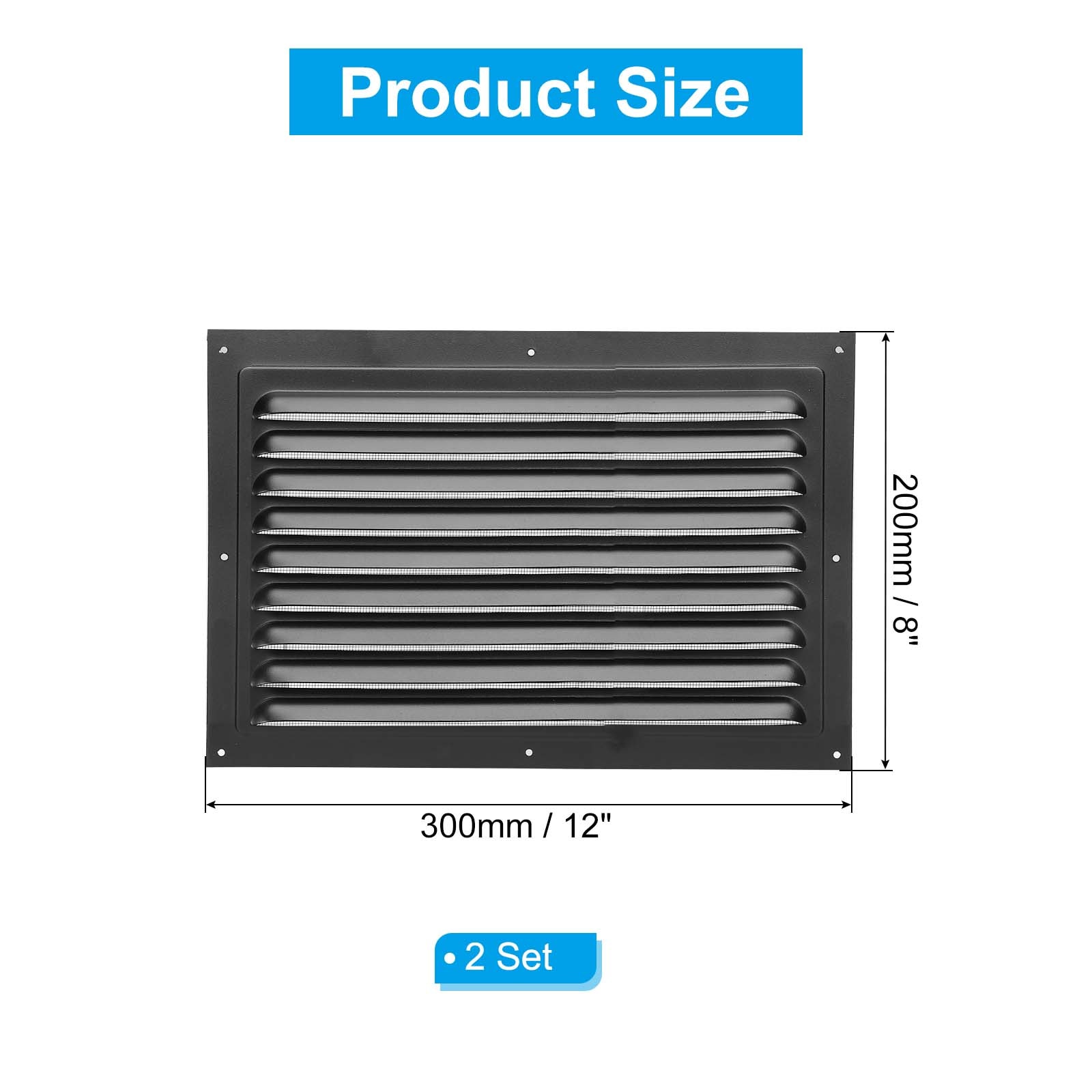 PATIKIL 8inchx12inch Aluminum Gable Vent 2pcs Exterior Wall Outlet Vent ...
