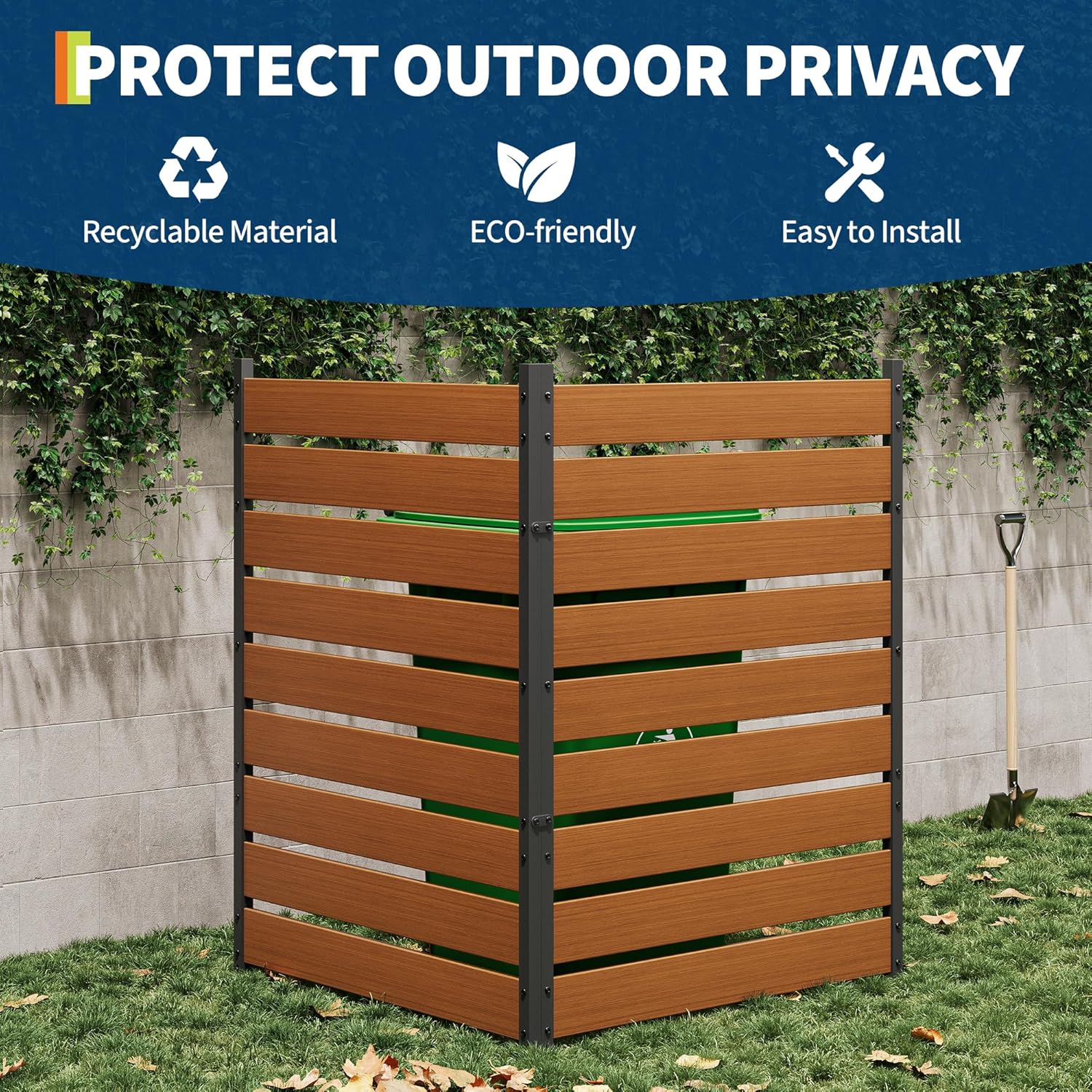 GAOMON 2 Pack 98x125CM Teak Finish WPC Privacy Screen Fence Decorative ...