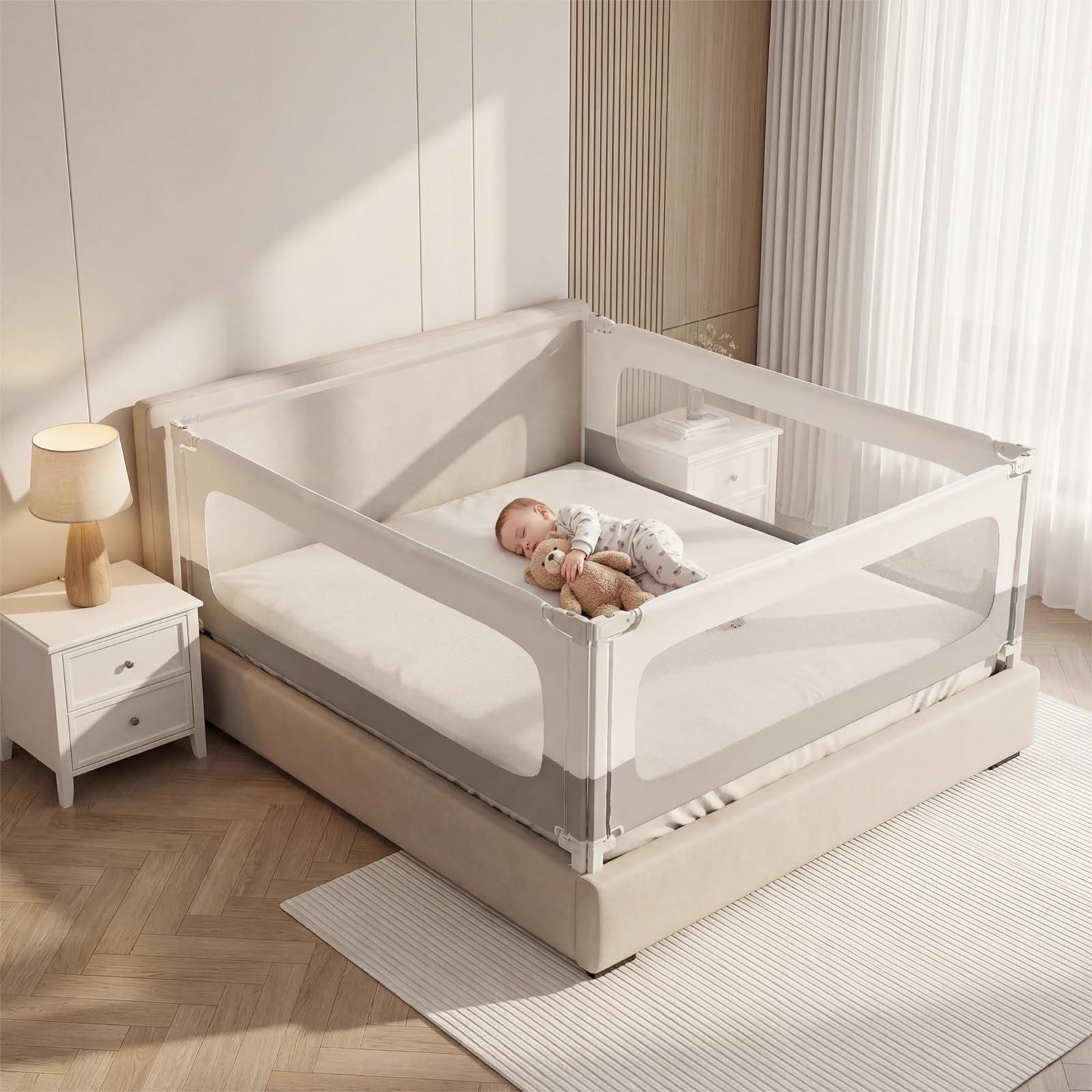 Garvee Toddler 3 Piece Bed Rails for King Size Bed No Drill Height ...