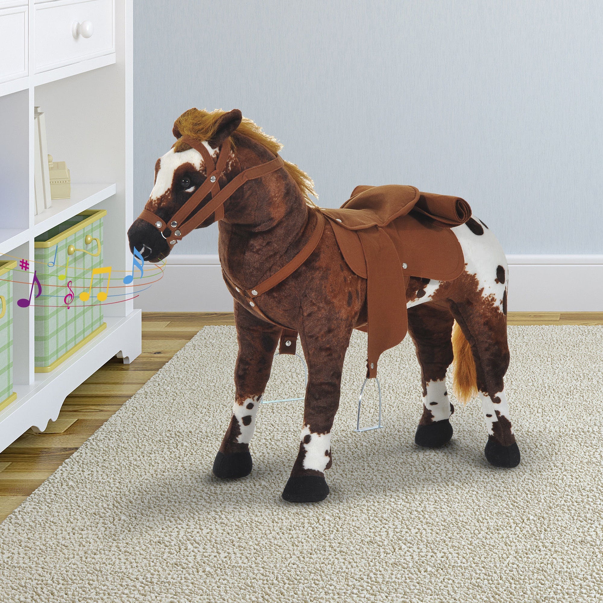 HyperDrop Cart Sound Making Ride On Horse for Toddlers 3-5 with ...