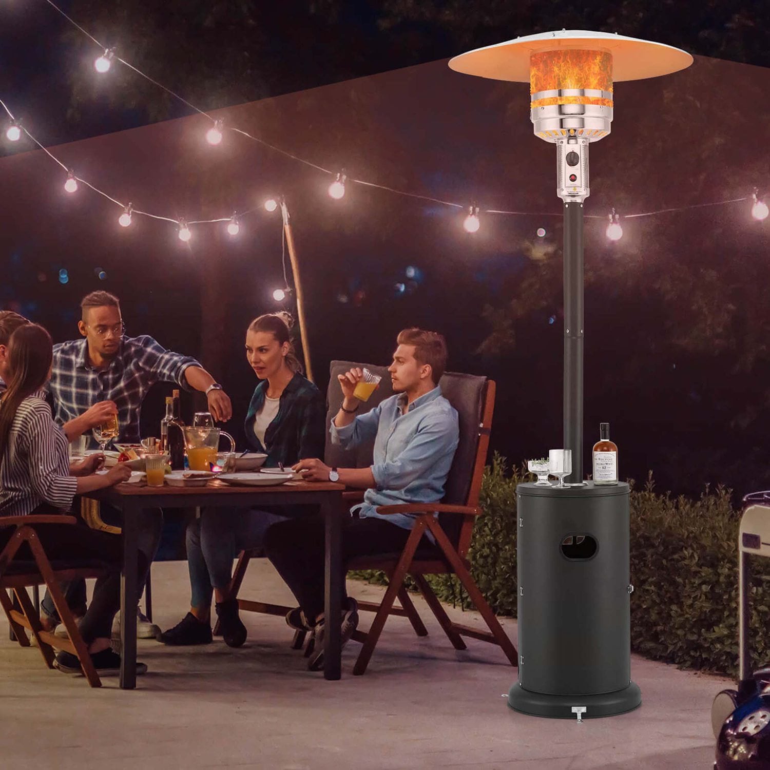 Costway 50000 BTU Patio Heater with Wheels Round Table Design and ...