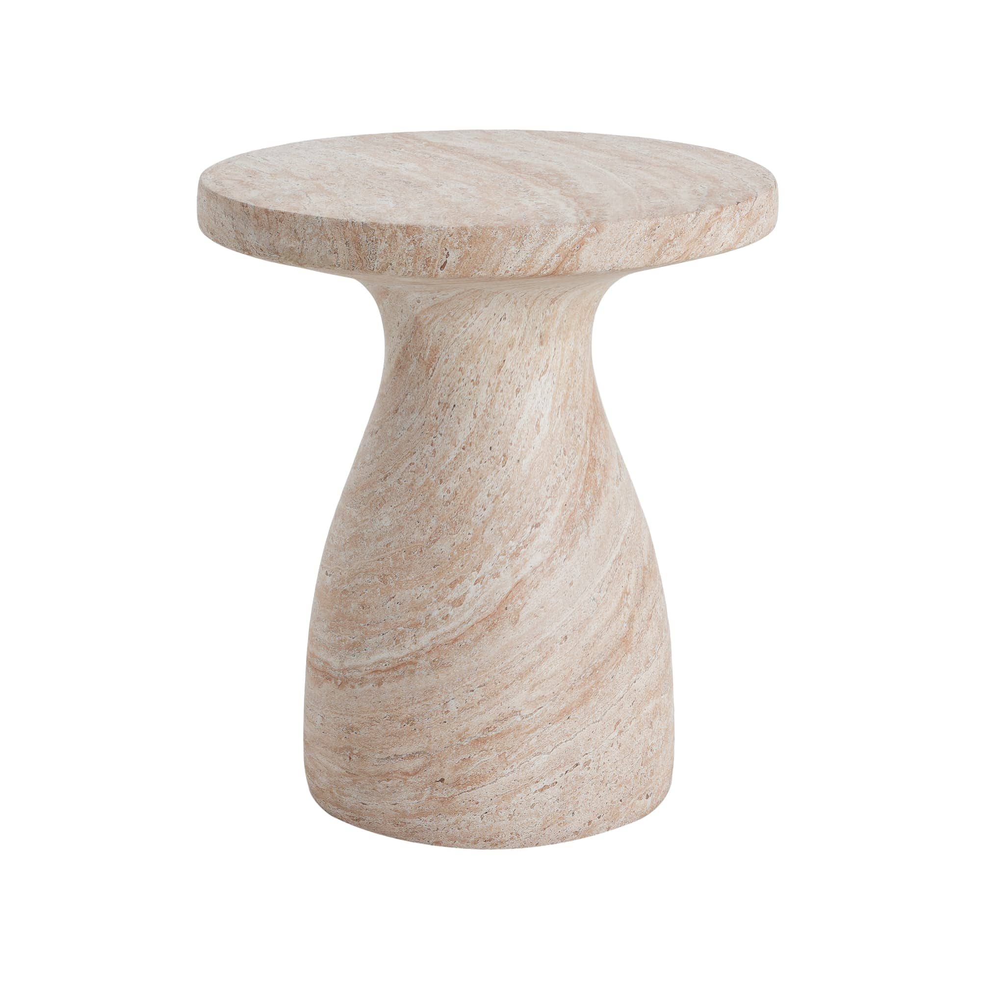 Ama Pear Indoor Outdoor Travertine Lightweight Concrete Side Table in ...