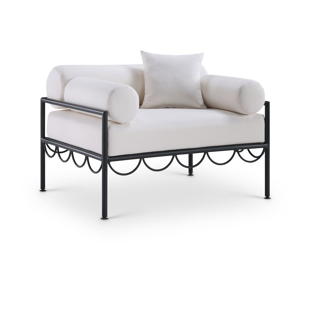 Meridian Portofino Cream Resilient Water Repellent Fabric Upholstered ...