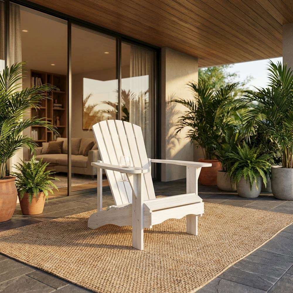 Outdoor Escape Antique White Wine Glass Holder Adirondack Chair With ...