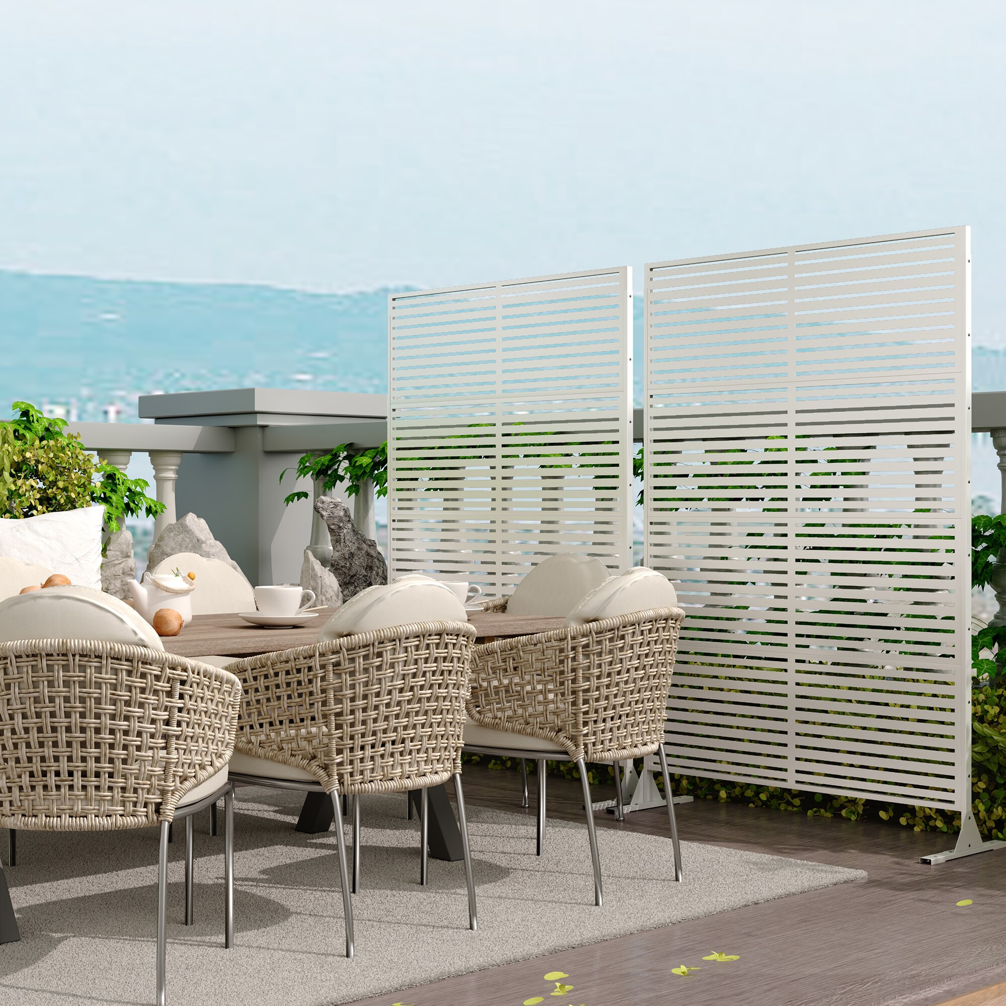 GarveeLife Metal Privacy Screen 72 in x 47in for Outdoor Freestanding ...