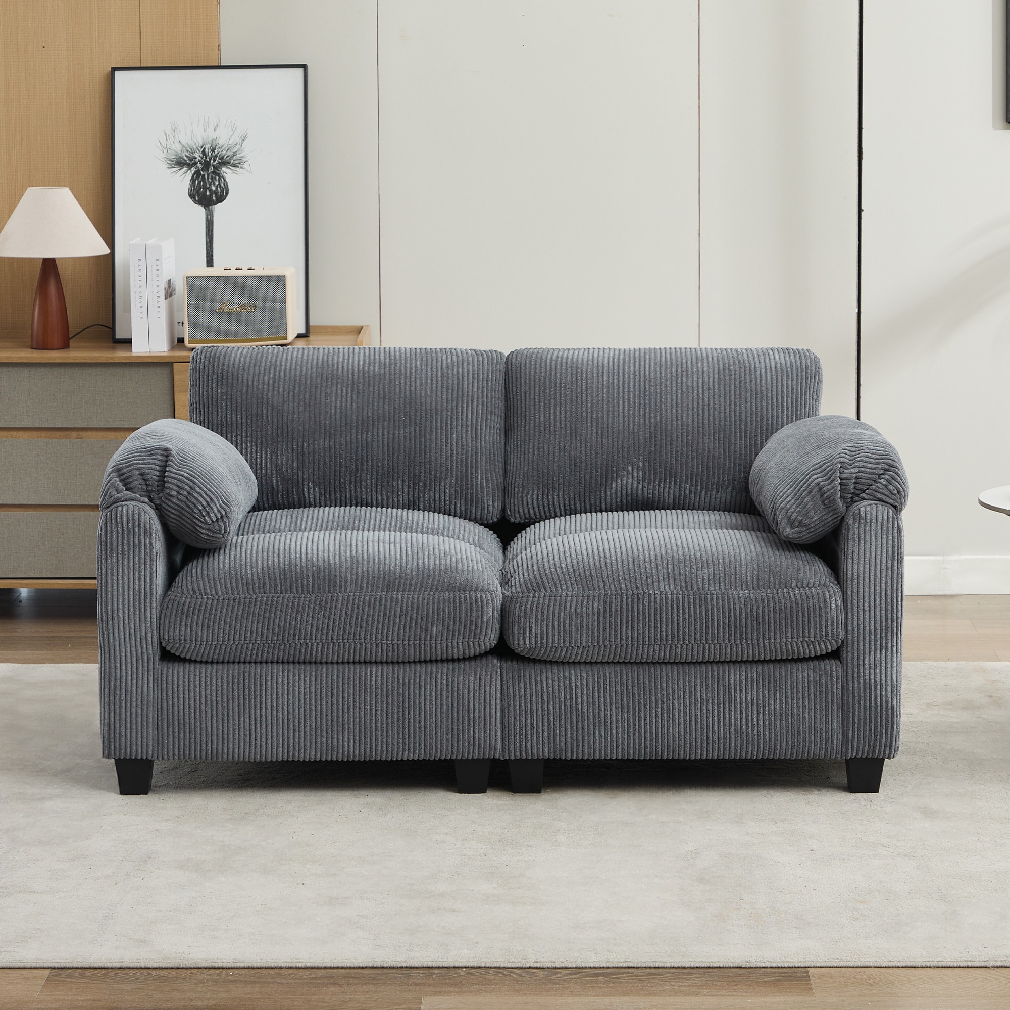 Serwall Corduroy 2-Seater Sectional Loveseat in the Couches, Sofas ...