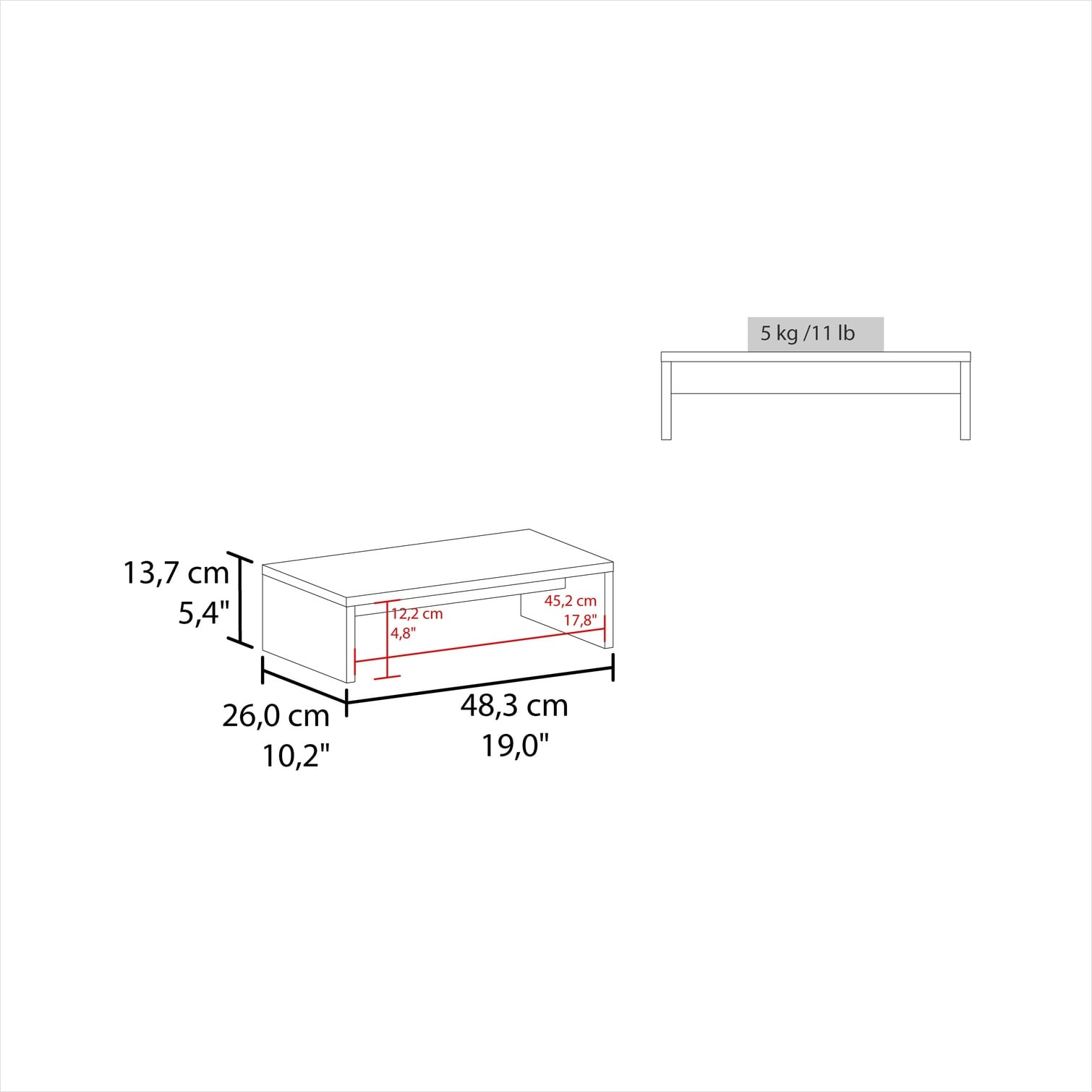 Watnature Particle board monitor stand in neutral gray with elevated ...