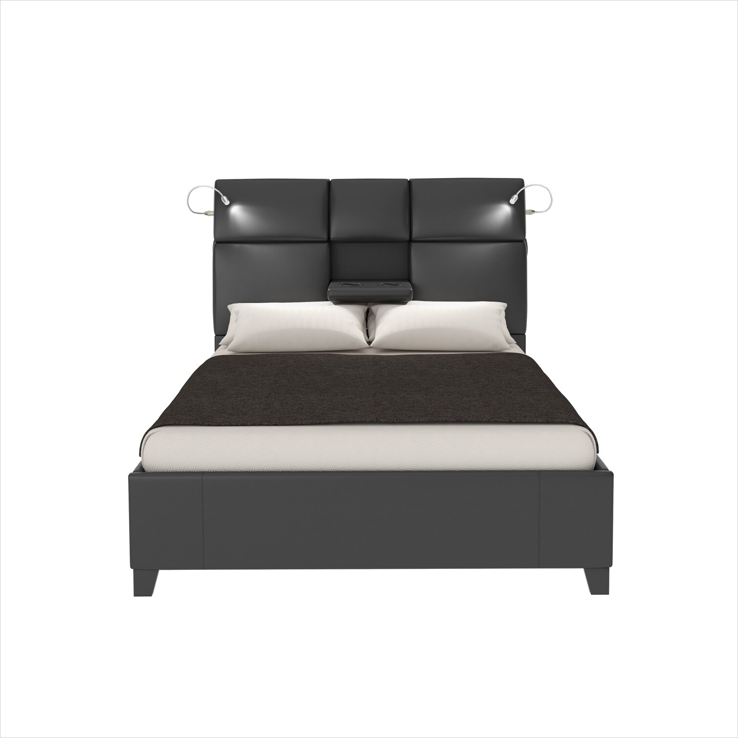 SunJet King Vinyl Platform Bed with Bluetooth Sound Touch Lighting and ...