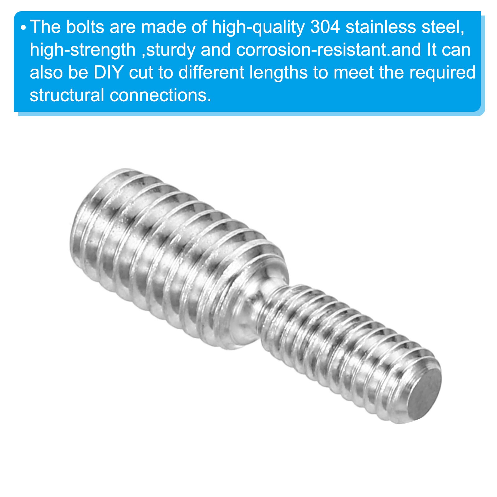 PATIKIL M4x10mm to M6x10mm Double End Threaded Stud Screw Bolt 5pcs 304 ...