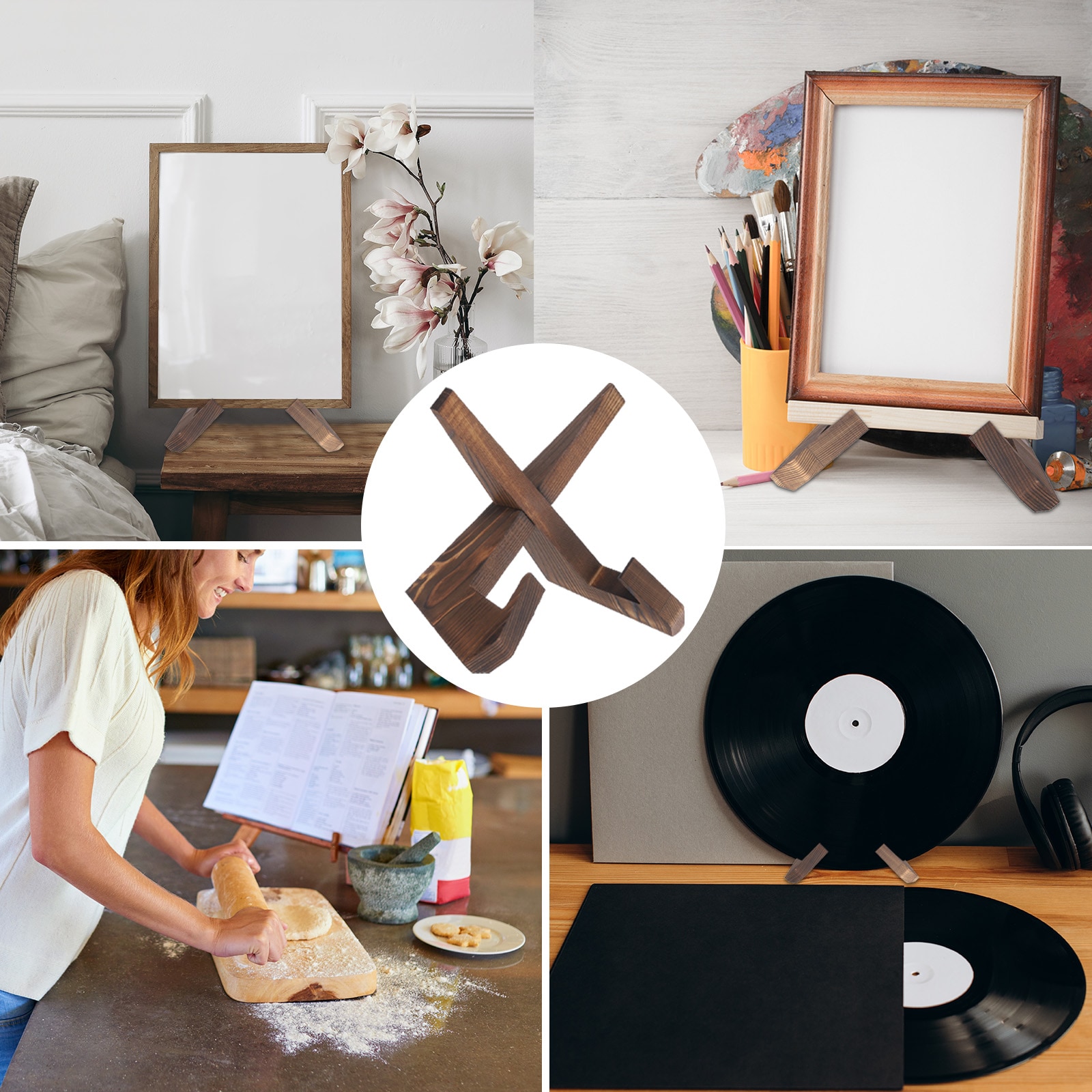 Unique Bargains 2pcs Wooden Plate Stands for Display 6.5-Inch ...