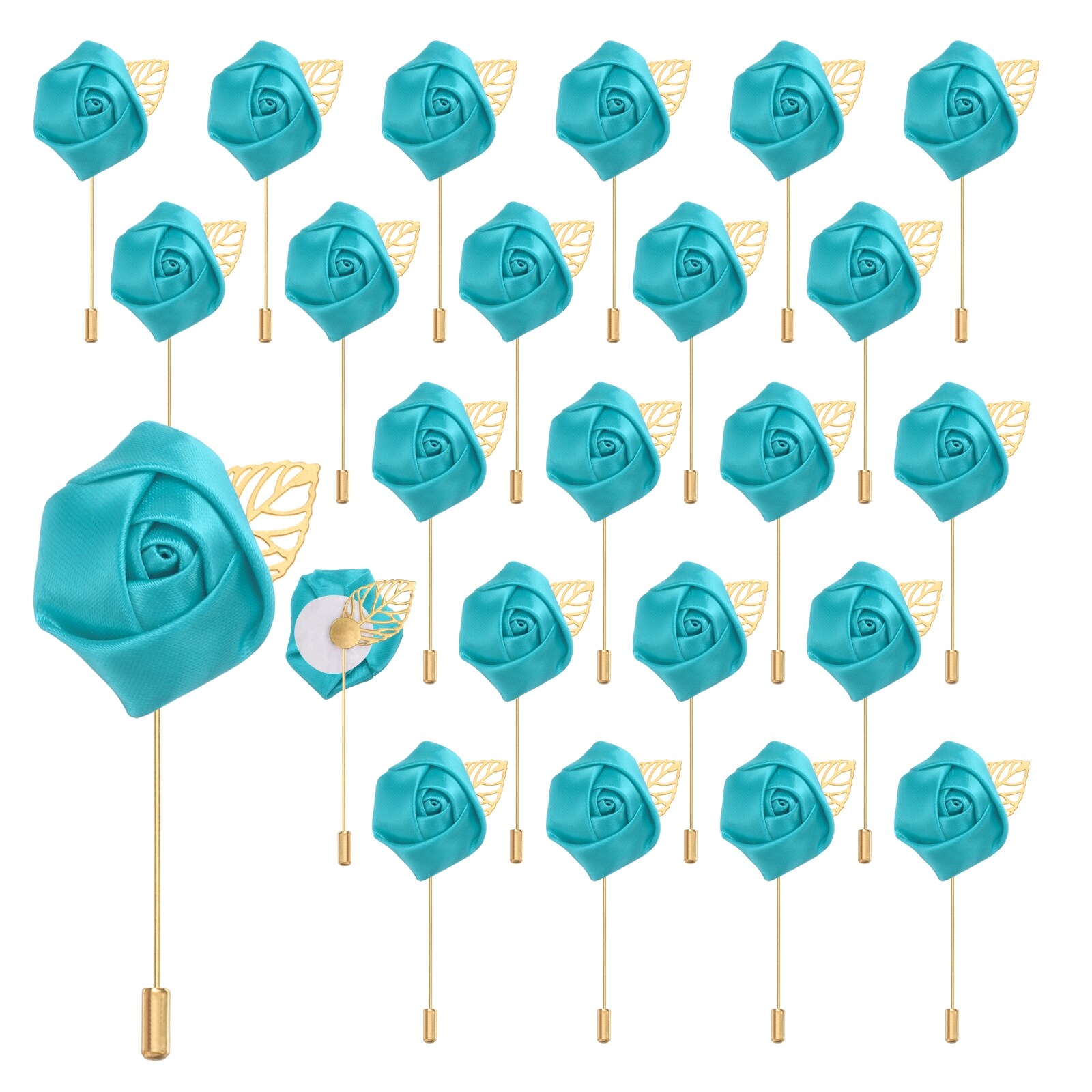 Unique Bargains 24pcs Blue Rose Boutonnieres Flower Buttonholes Pocket ...