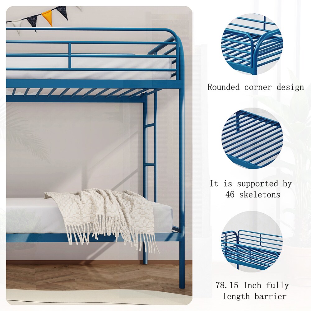 Watnature Twin Over Twin Metal Bunk Bed Heavy Duty Steel Frame Two ...