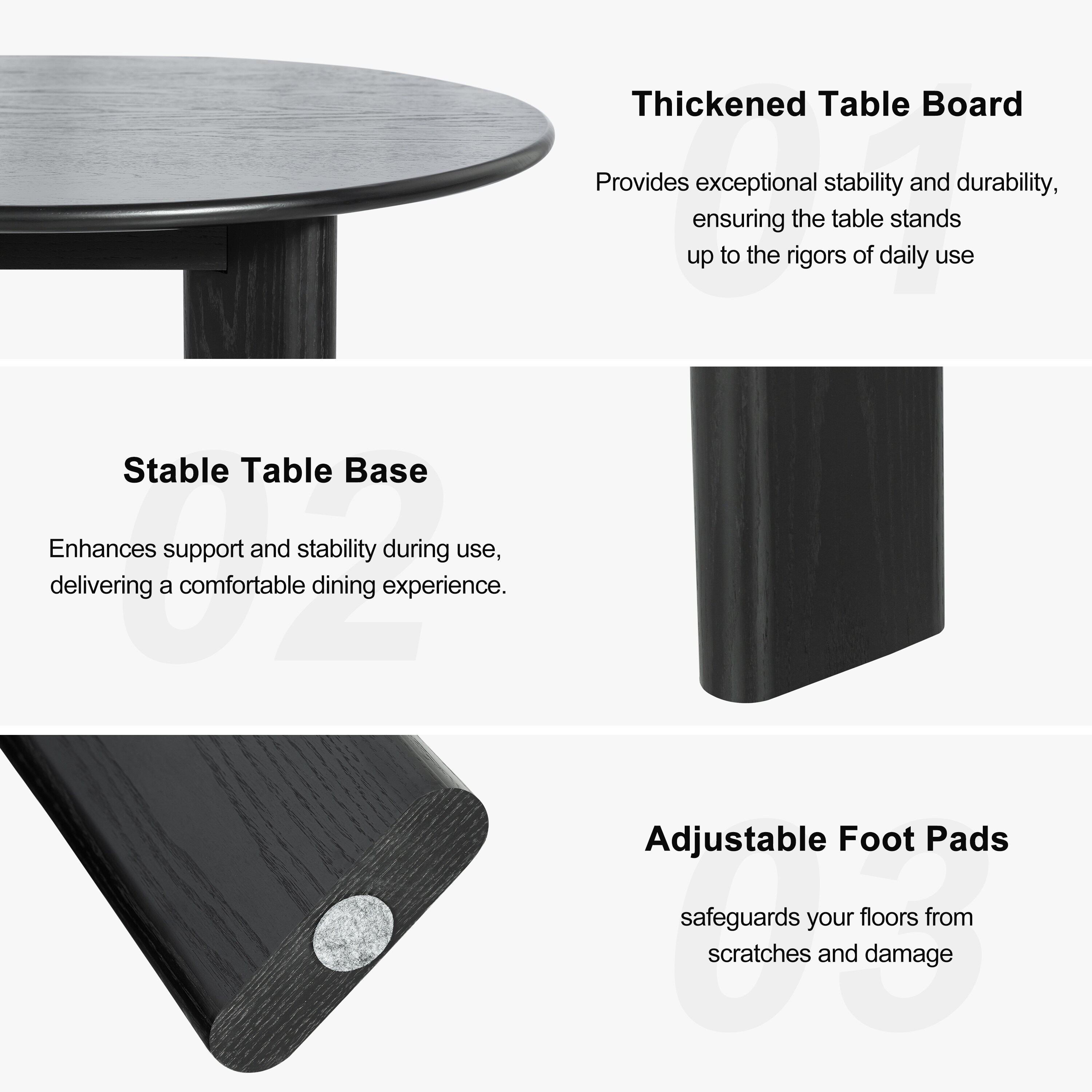 Dovelina Round Wood Modern Dining Table Kitchen Table with 4 Legs in ...