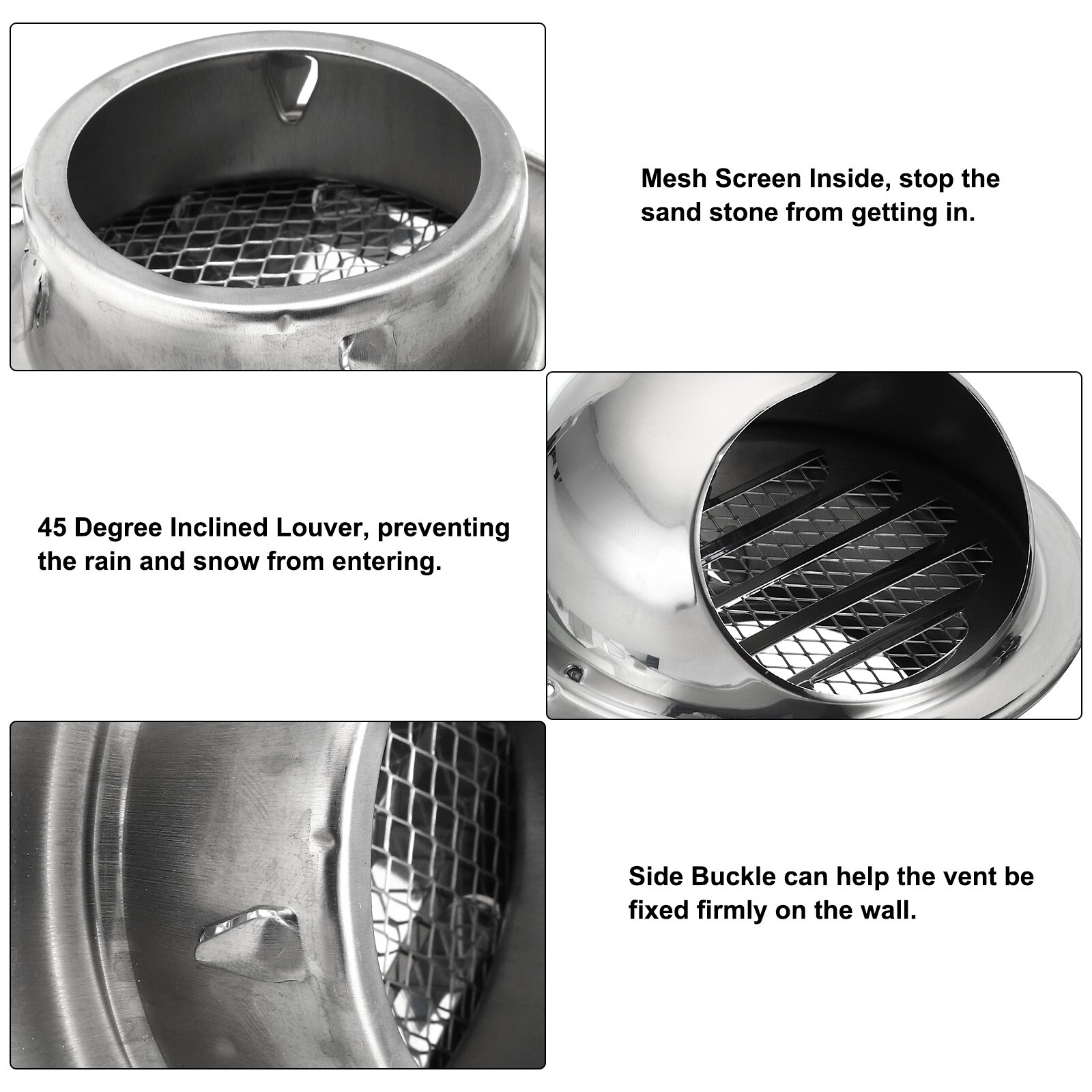 PATIKIL 2 Sets 3-Inch Round Soffit Air Vents Stainless Steel Louver ...