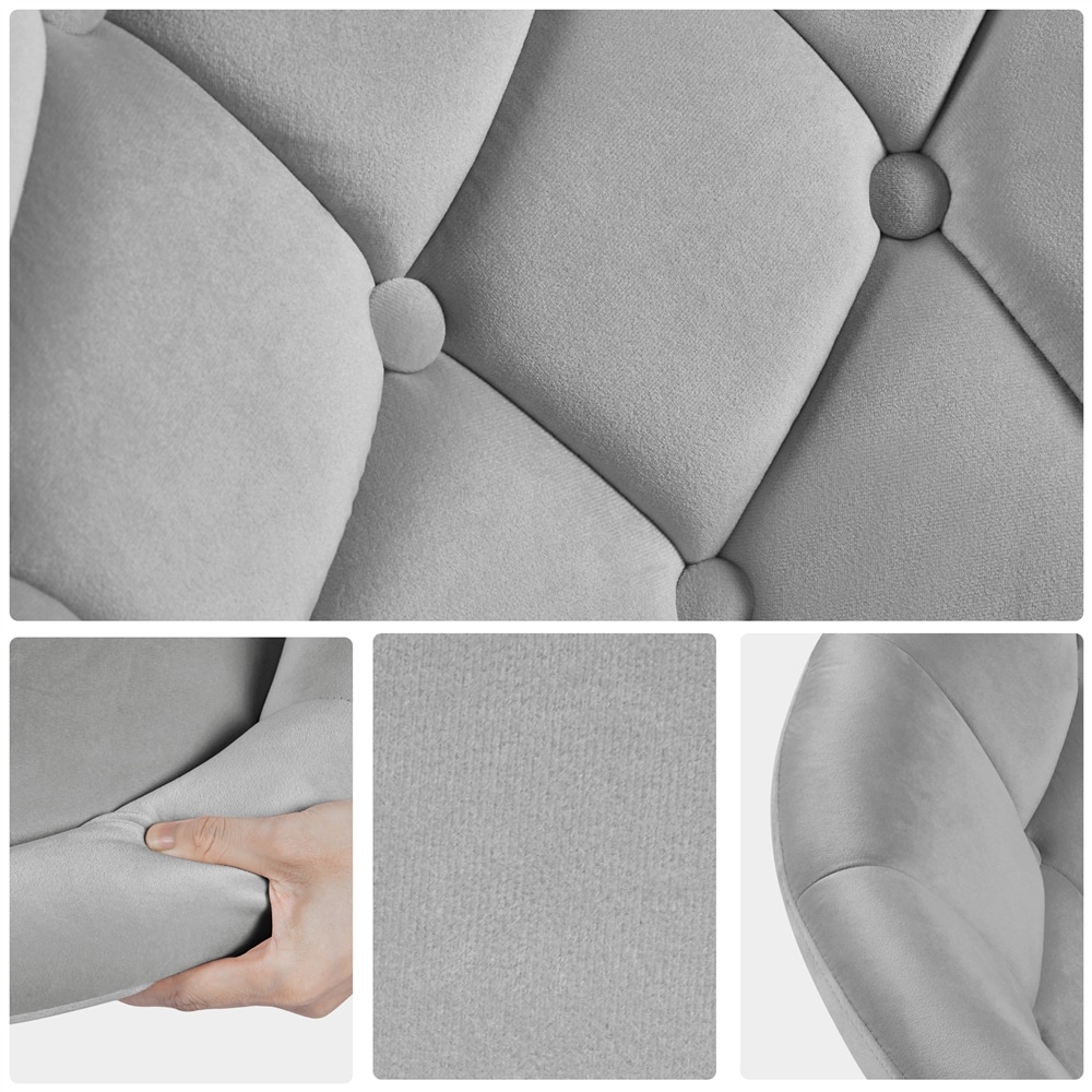 Yaheetech Gray Modern Tufted Round Barrel Chair Swivel Accent Chair in ...