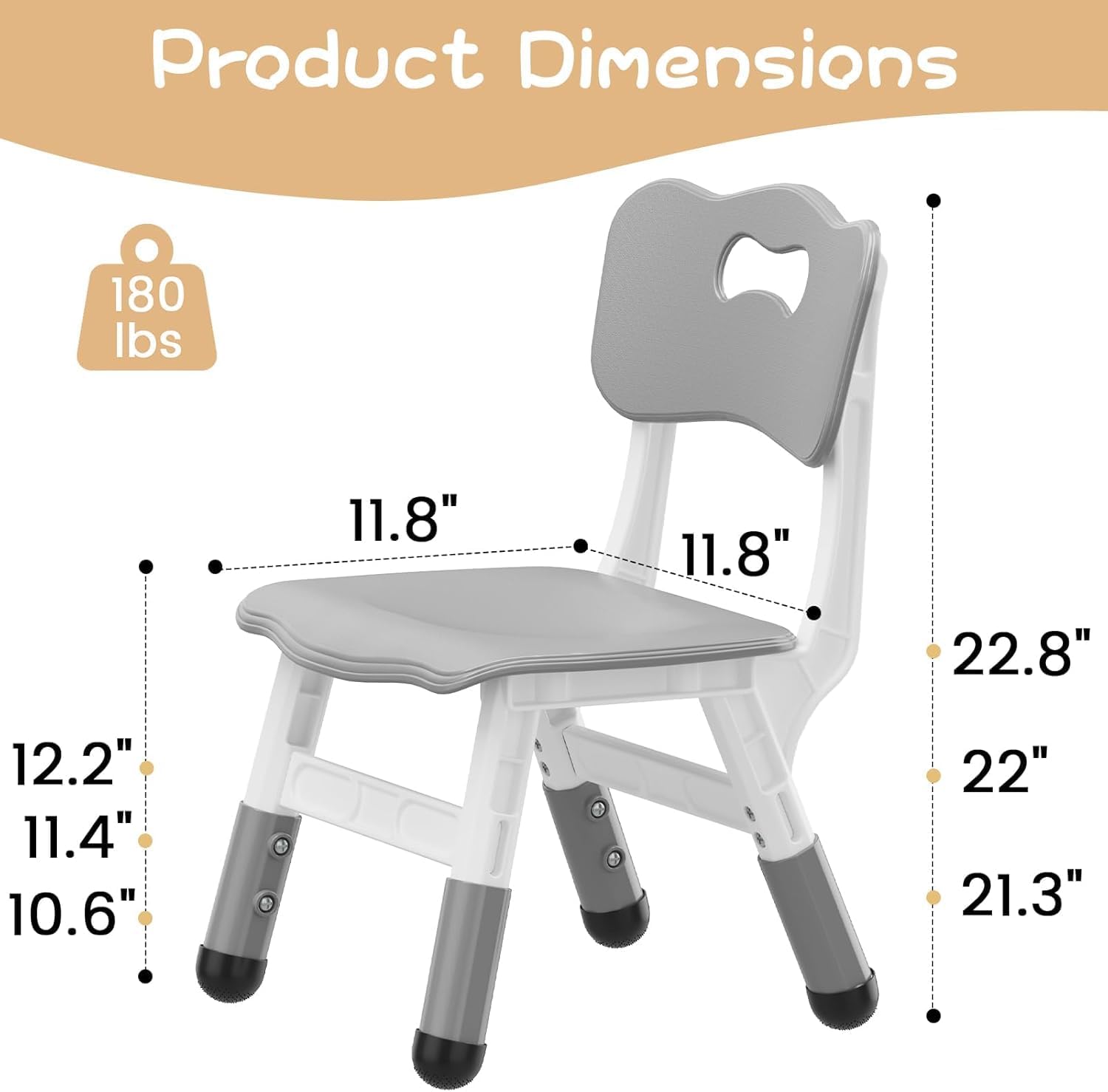 Garvee 2-Pack Adjustable Kids Chairs 3-Level Height Adjustable Plastic ...