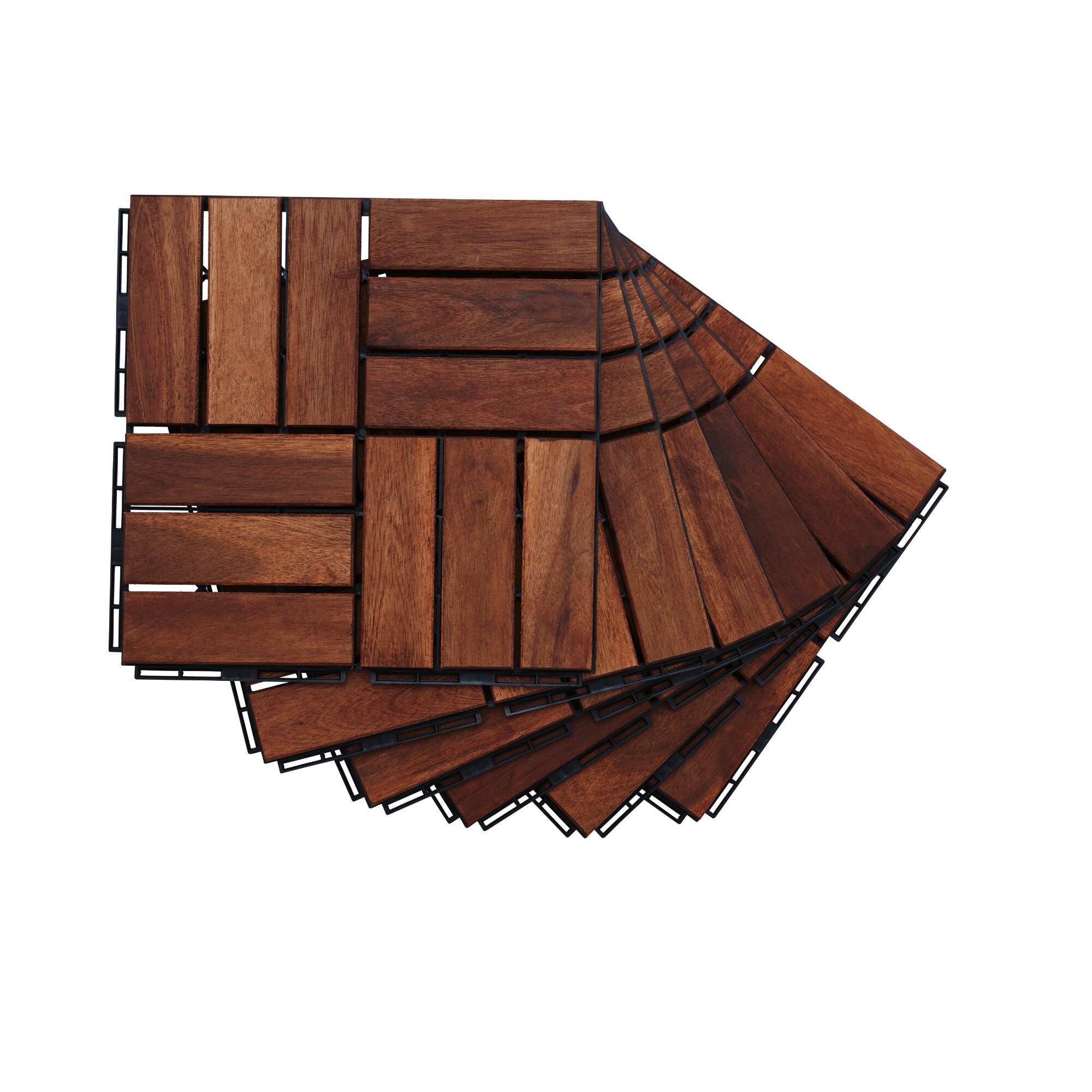 GDFStudio Acacia Wood Interlocking Deck Tiles Checker Pattern 20 PCS ...