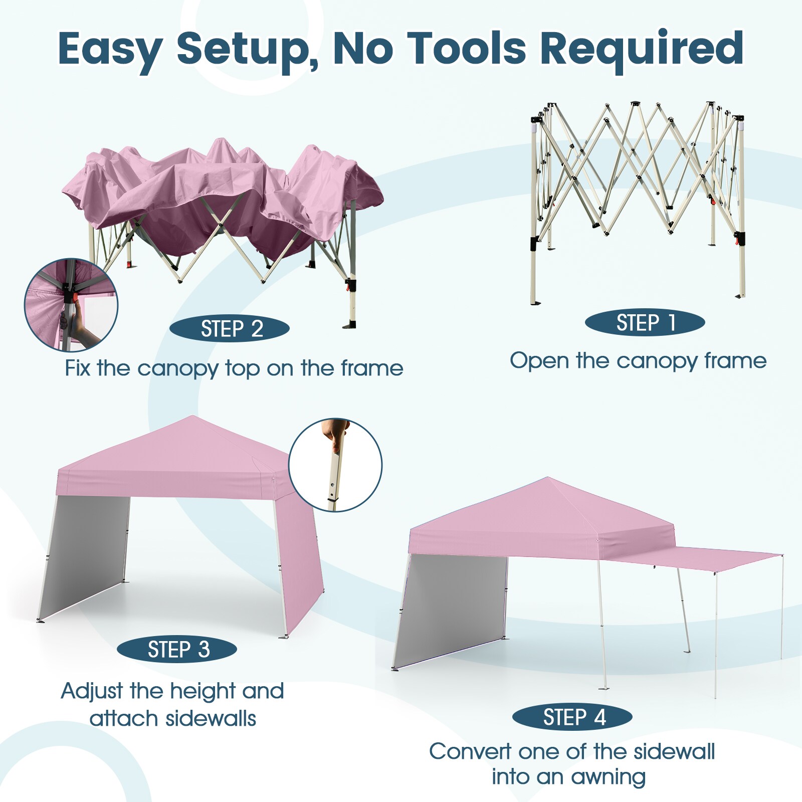 Slickblue Rectangular Pop-Up Canopy Tent - 14x9.2 ft Blue/Gray/Pink ...