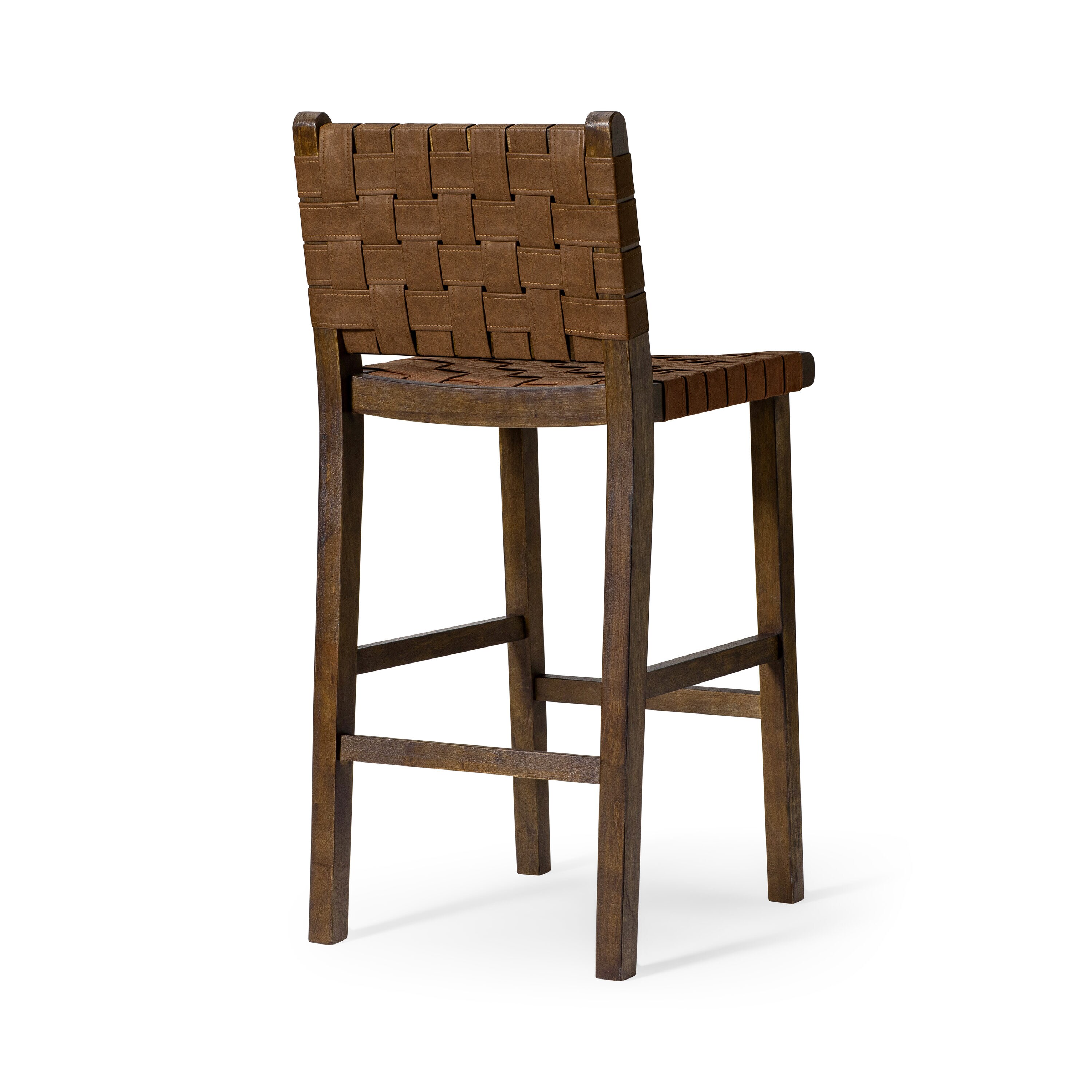 Maven Lane 30in Noah Bar Stool In Aged Brown Finish With Cocoa Brown ...
