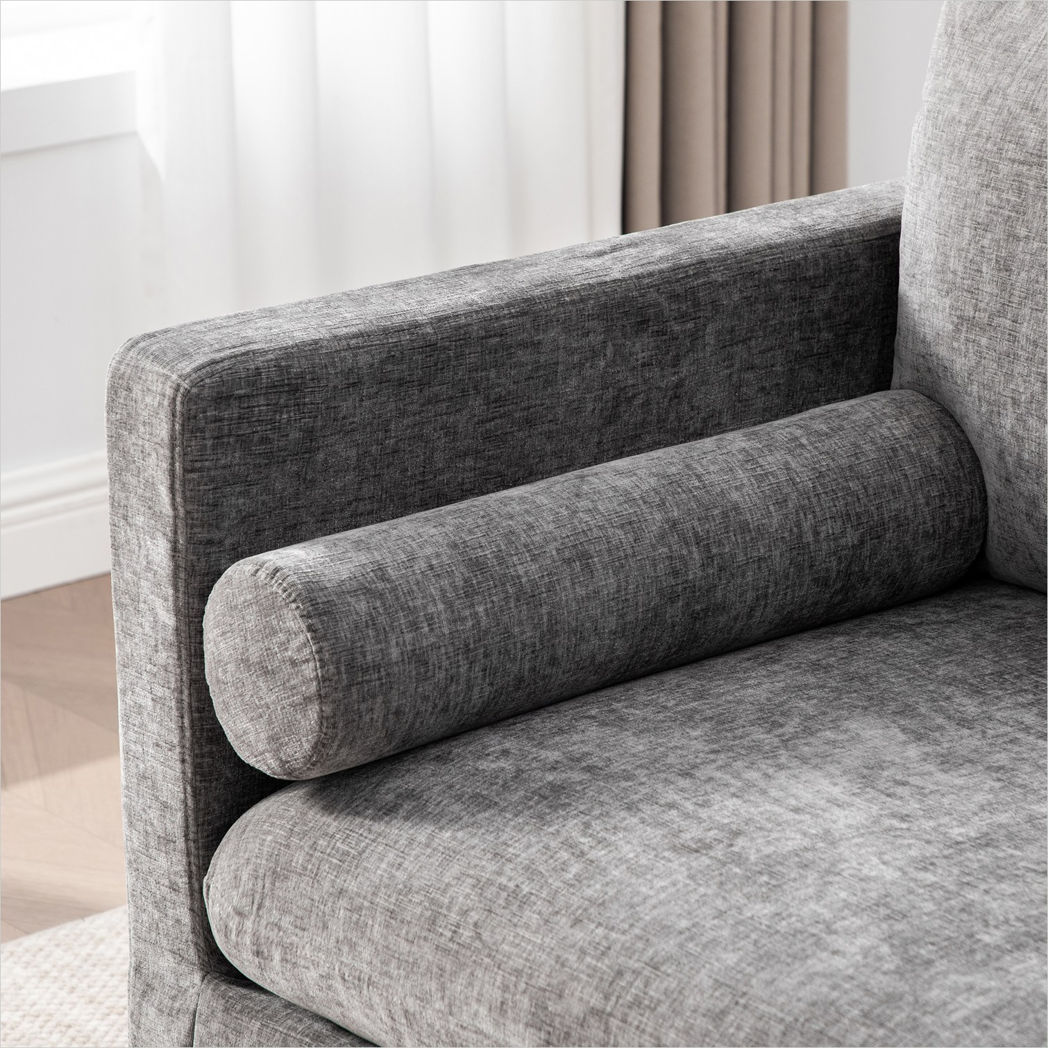 Naturefalls Chenille Upholstered Extra-Large 2-Seater Sofa in Gray ...