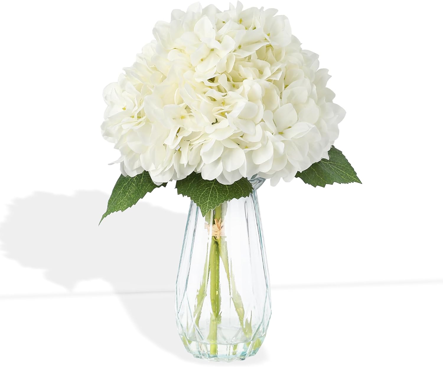 Garvee 5-Piece Artificial Hydrangea Arrangement in Glass Vase - Fade ...
