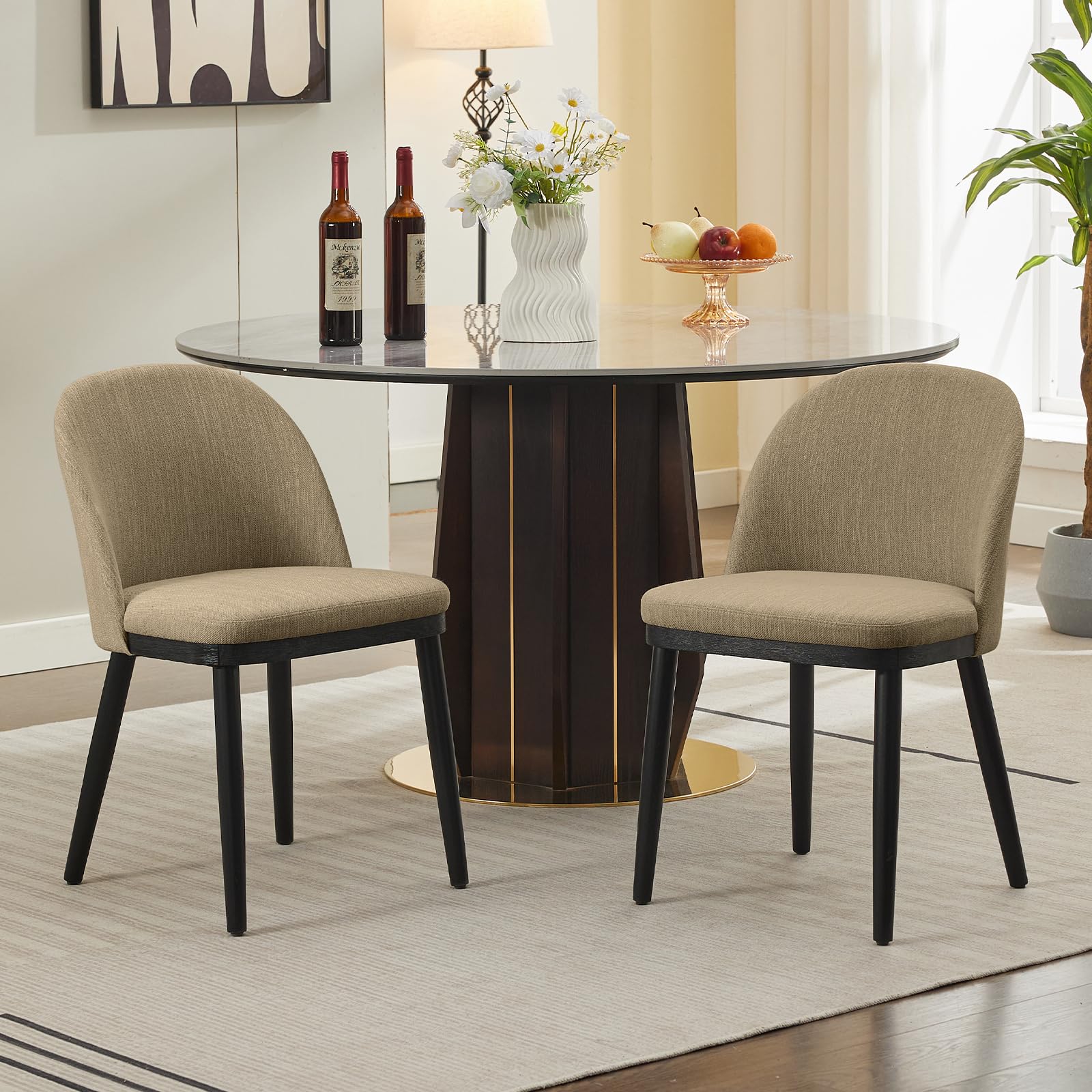 Garvee Dining Chairs Set of 2 Modern Fabric Upholstered Kitchen Side ...