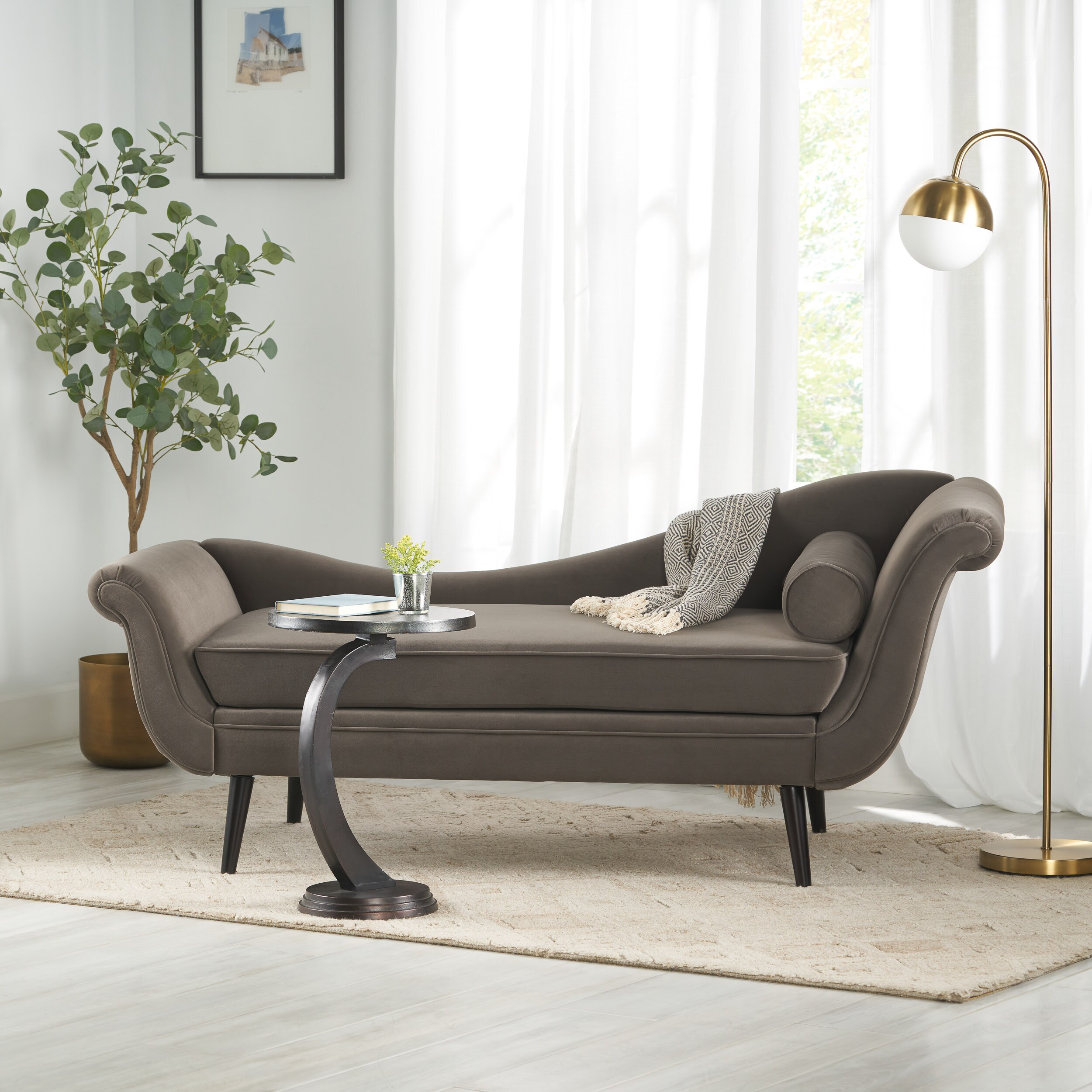 Christopher Knight Home Calvert Contemporary Velvet Chaise Lounge with ...