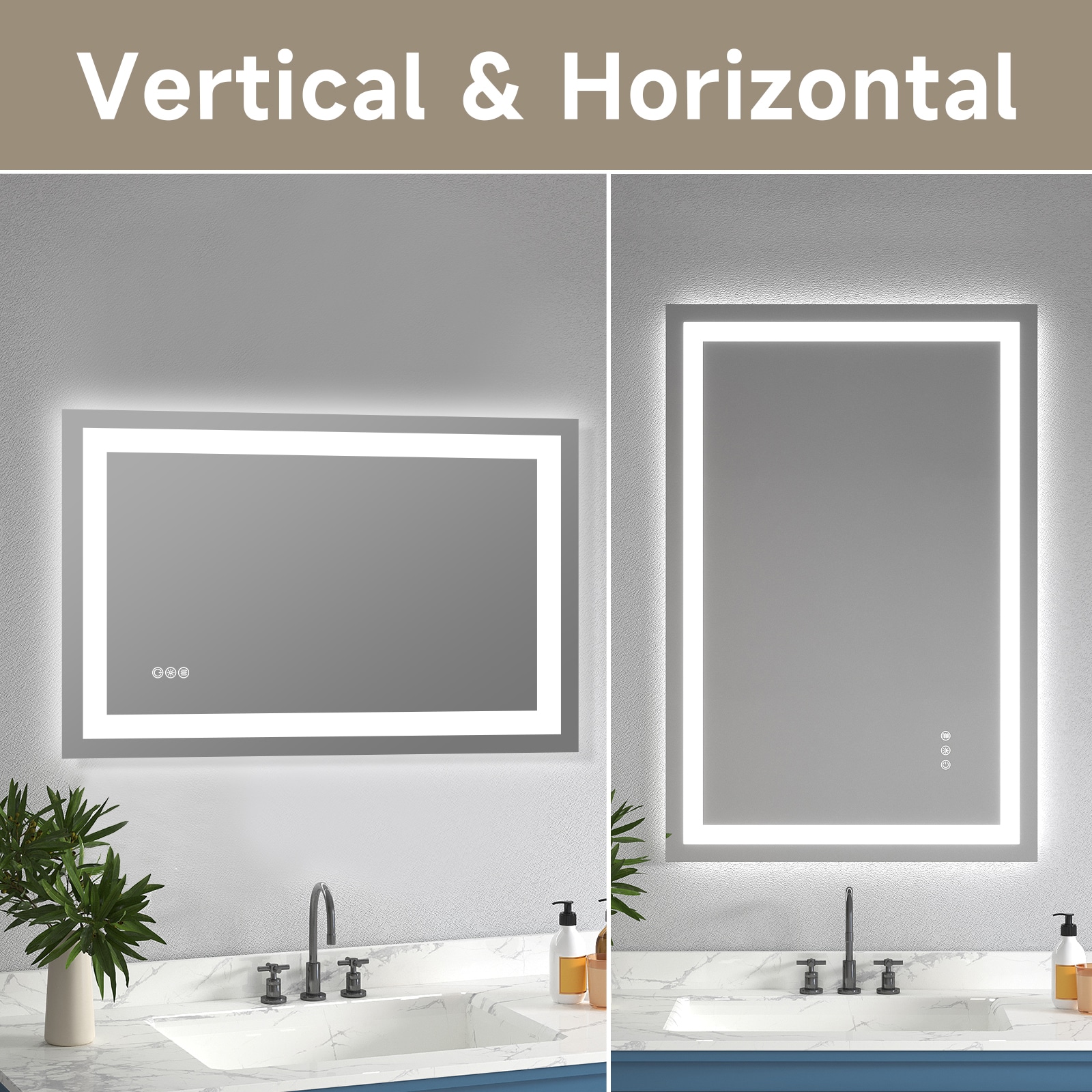 Tatayosi 24x36 Inch Professional LED Bathroom Mirror with Dual Lighting ...