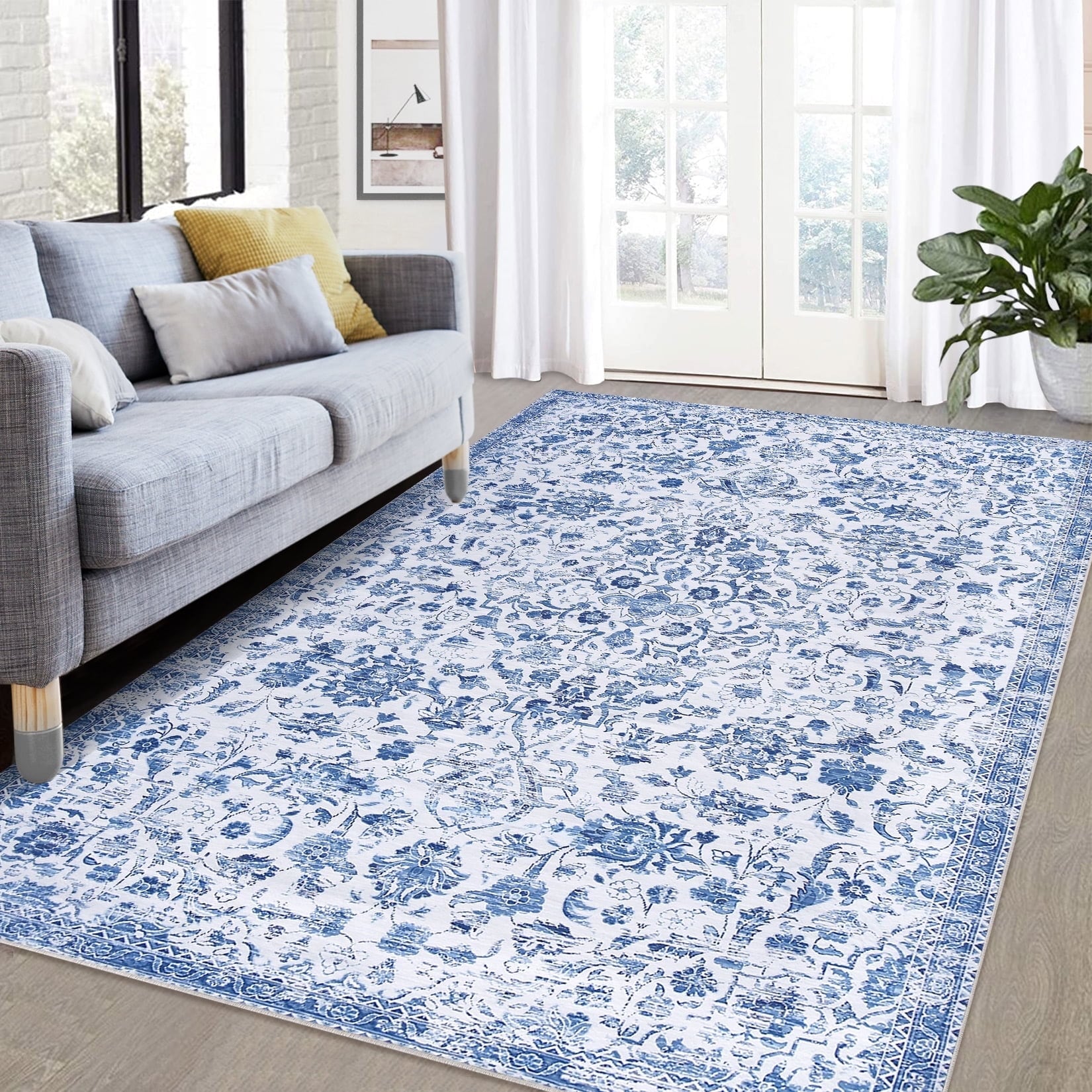 GAOMON 9x12 Large Vintage Floral Print Oriental Soft Foldable Thin Area ...