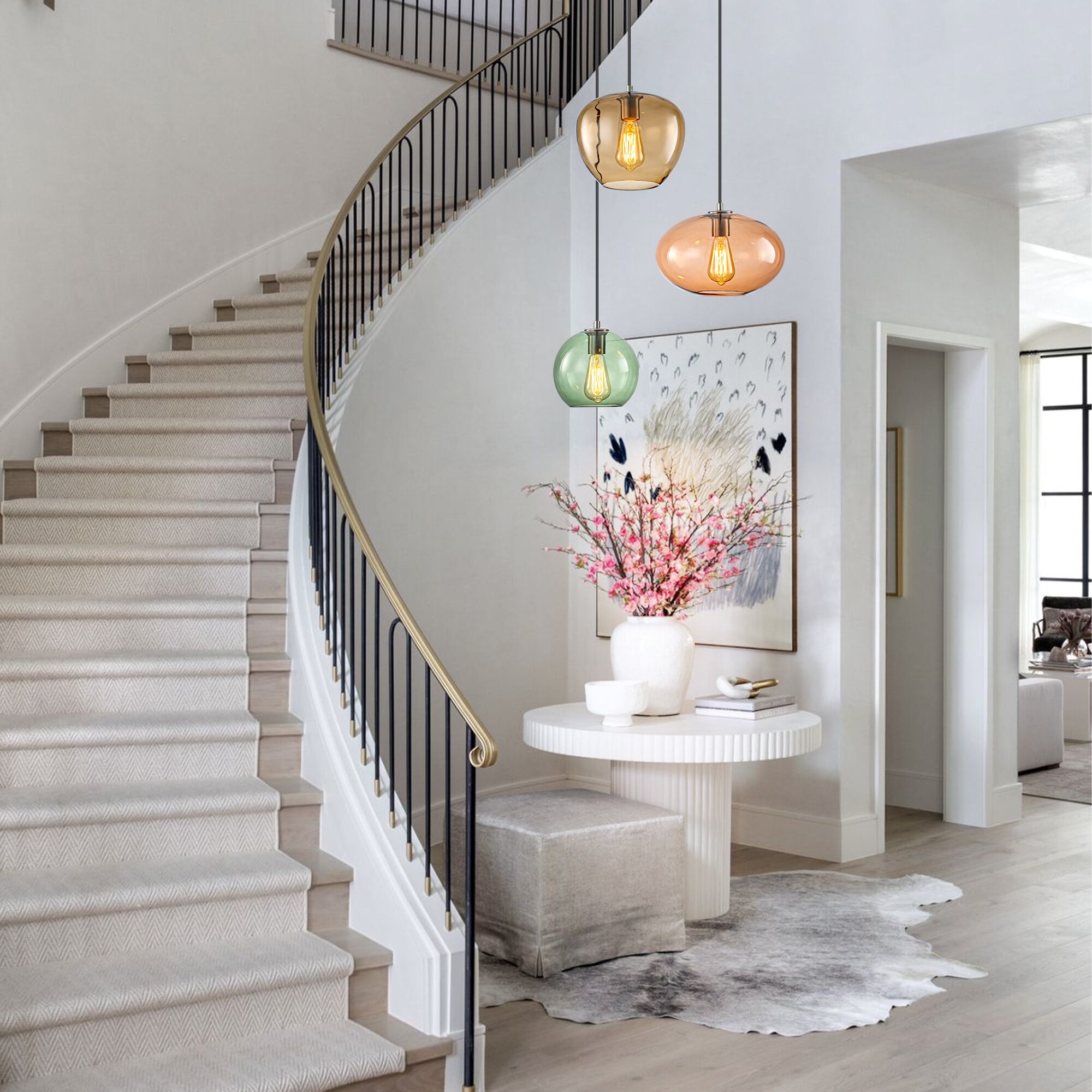 Rennnsan Dicino 3 -Light White French country/cottage Tinted glass ...