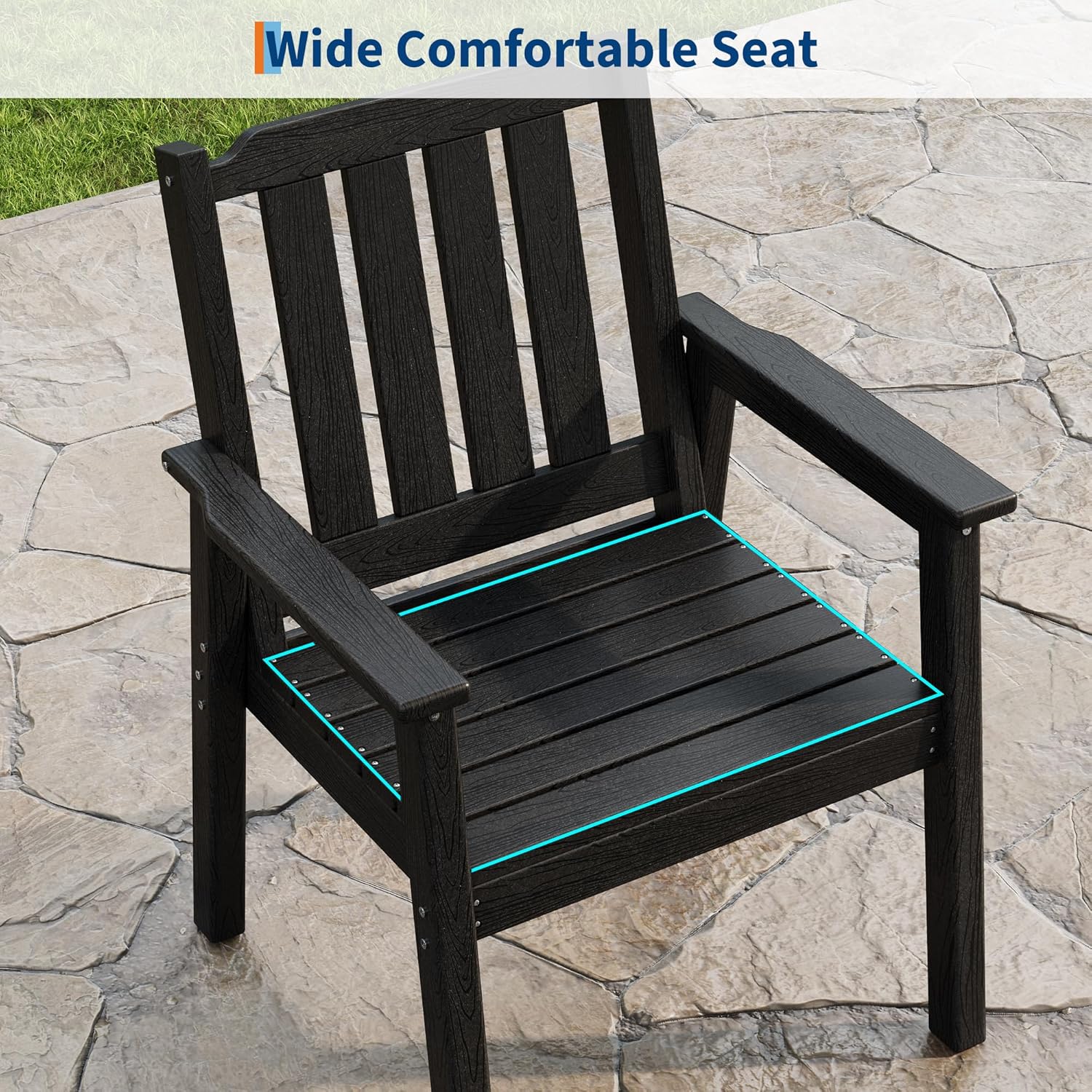 Garvee Outdoor Patio Dining Chairs Set of 4 All-Weather HDPE Garden ...