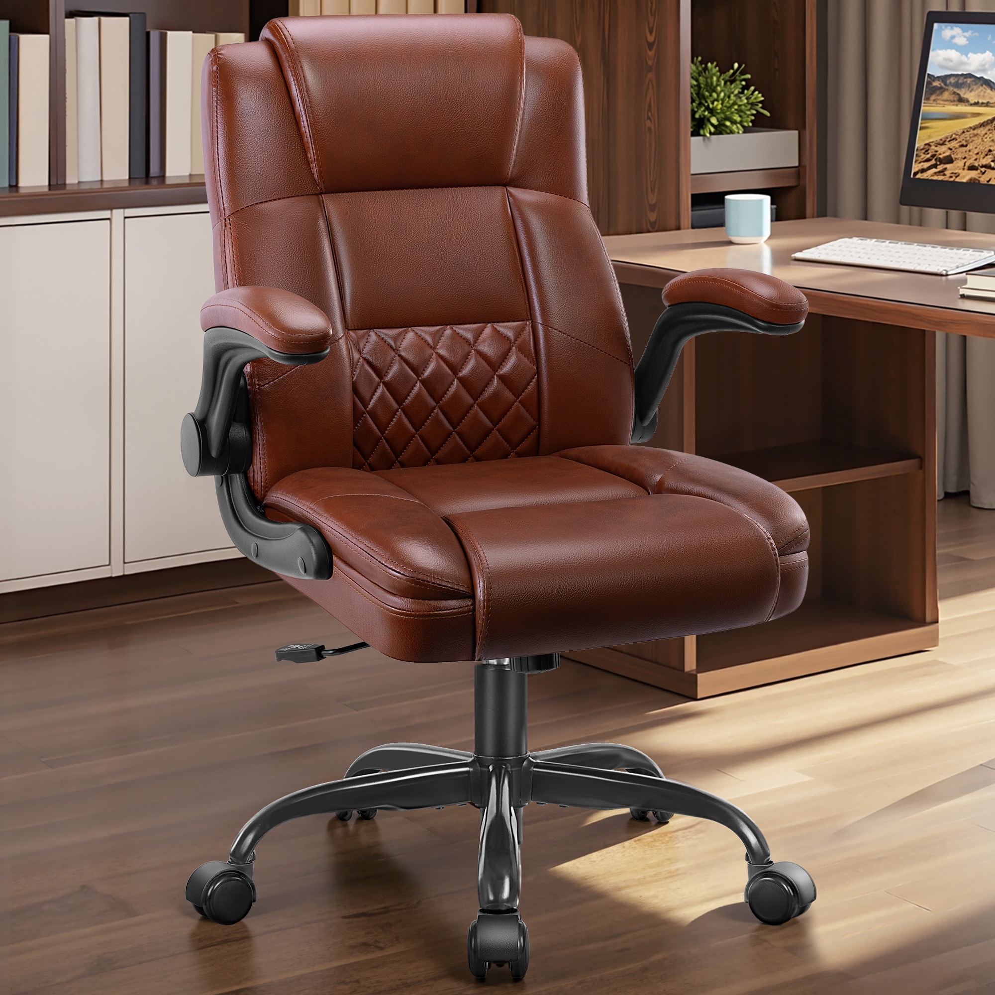 KERDOM Executive Leather Chair Home Office Chairs Computer Chair with ...