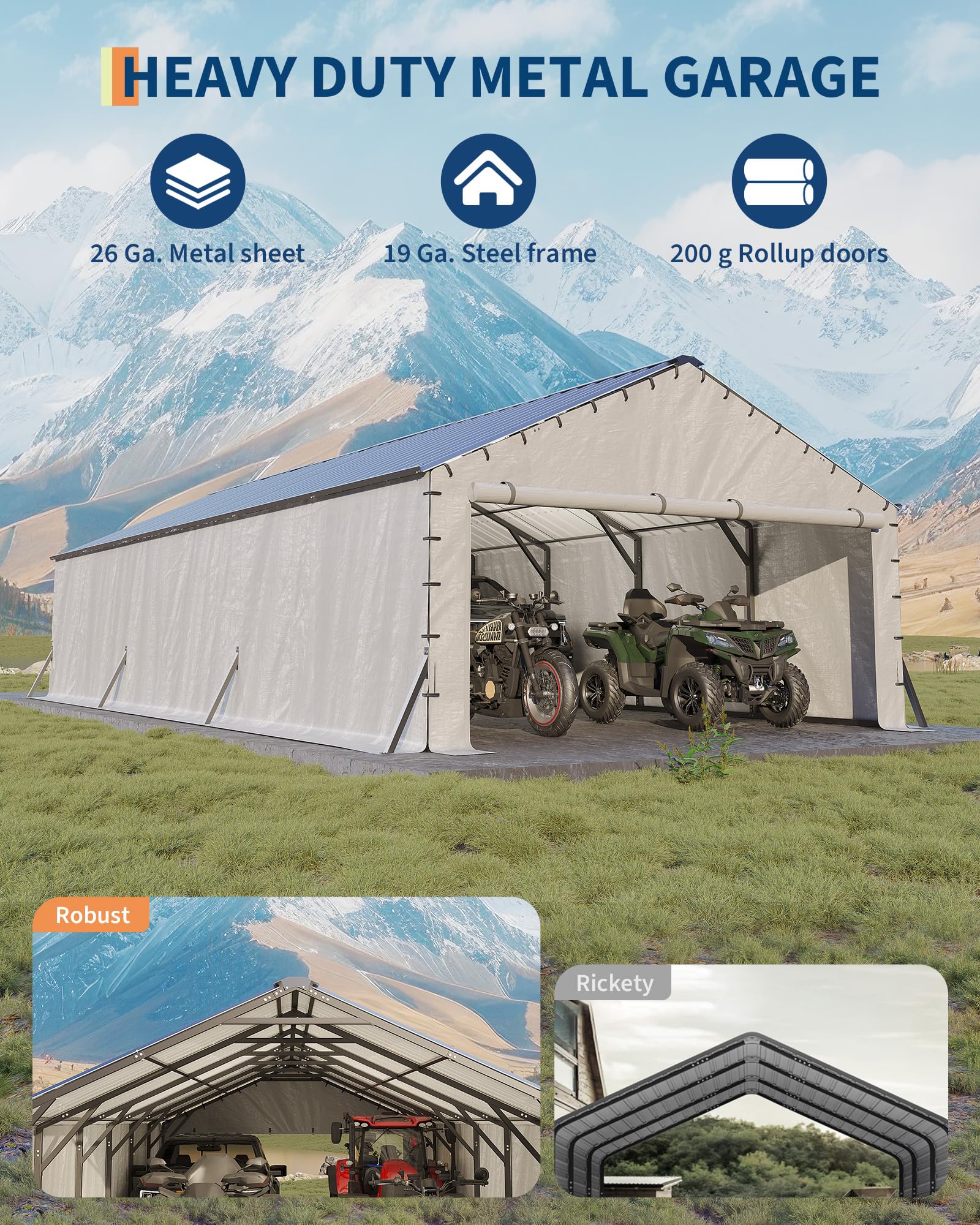 GarveeLife Clearance Sale 20x30x12 Ft Enclosed Metal Carport With ...
